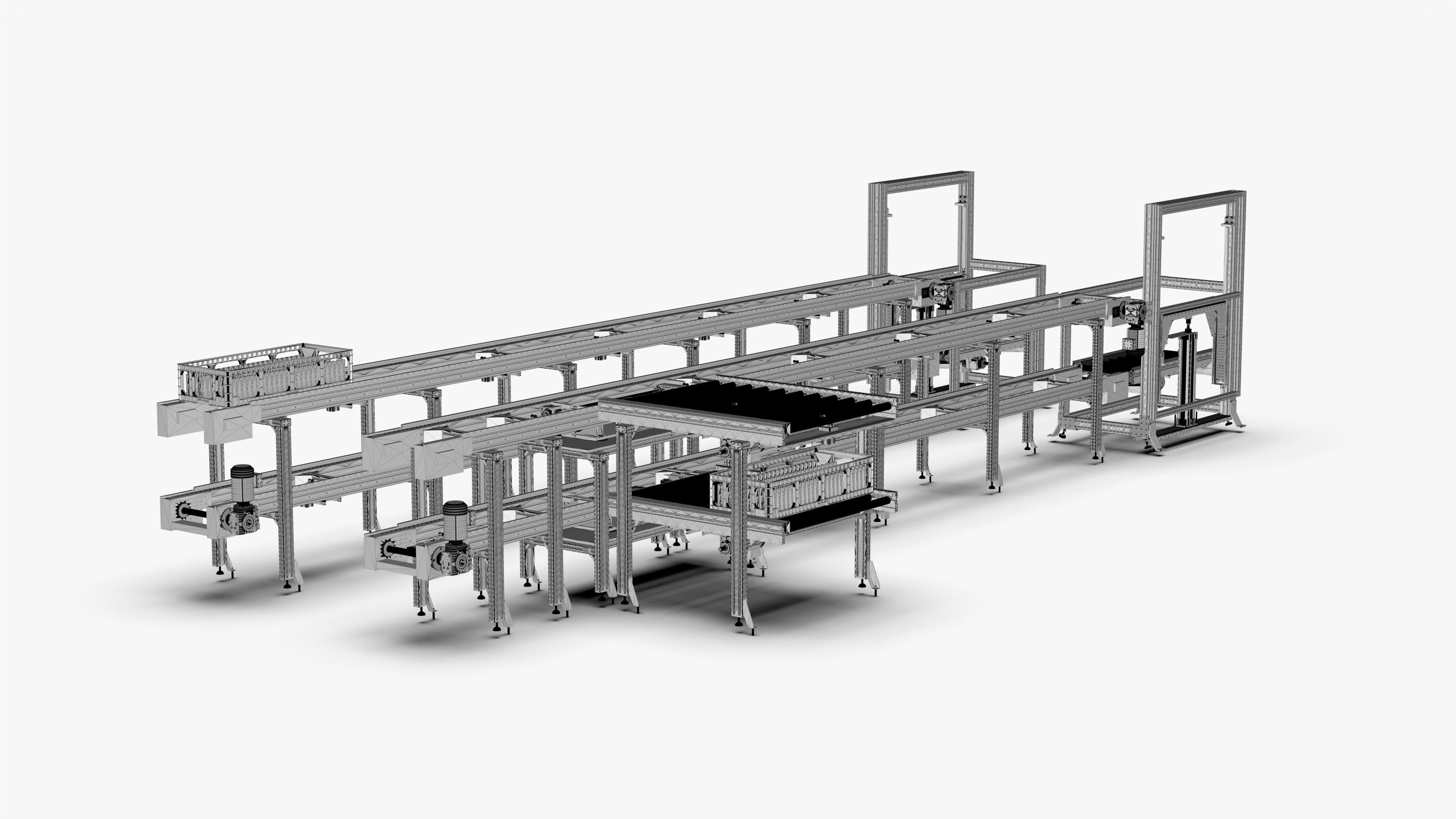 Double Layer Return and Double Speed Chain Assembly Line 3D model ...
