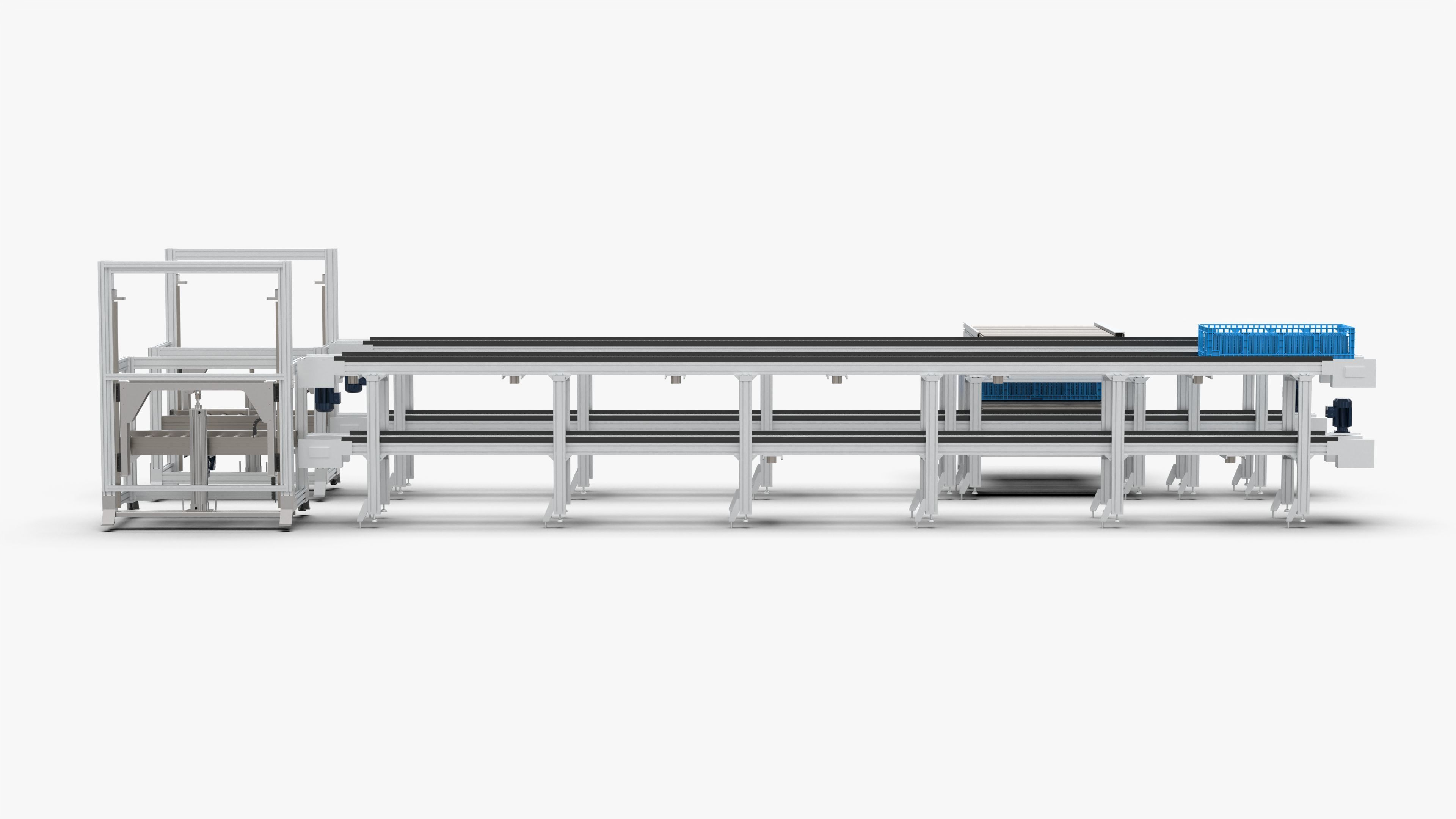 Double Layer Return and Double Speed Chain Assembly Line 3D model ...