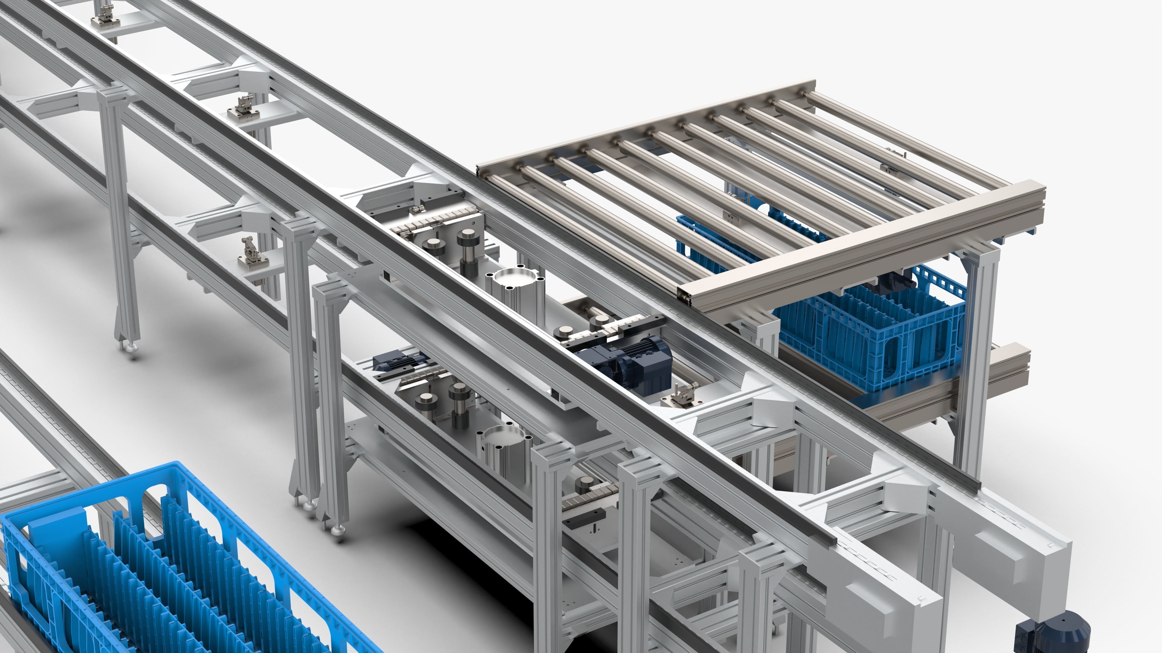 Double Layer Return and Double Speed Chain Assembly Line 3D model ...