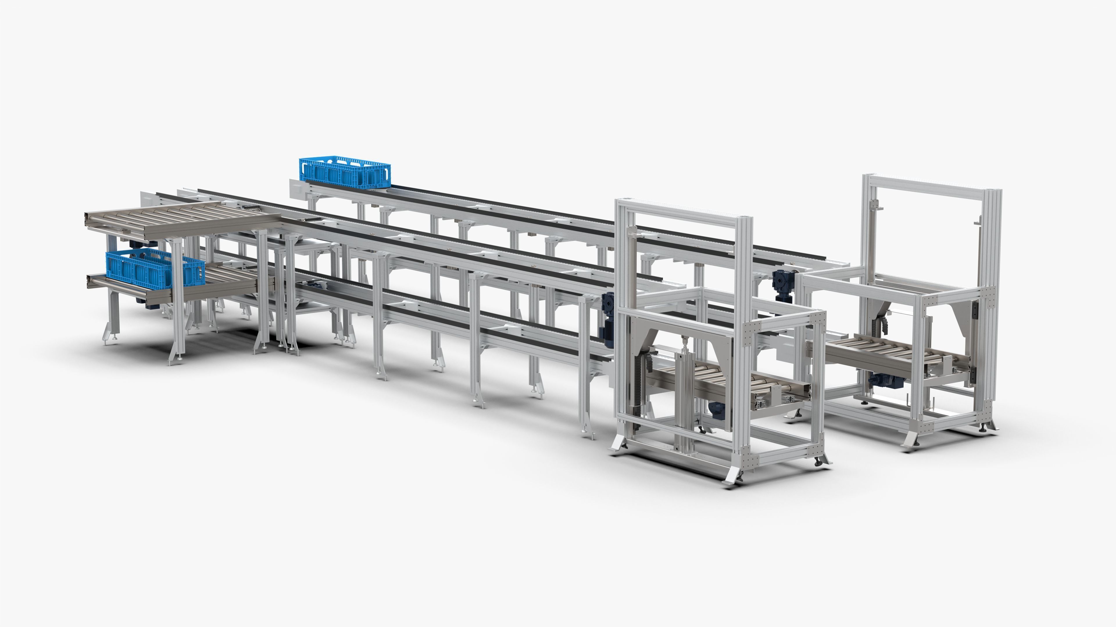 Double Layer Return and Double Speed Chain Assembly Line 3D model ...