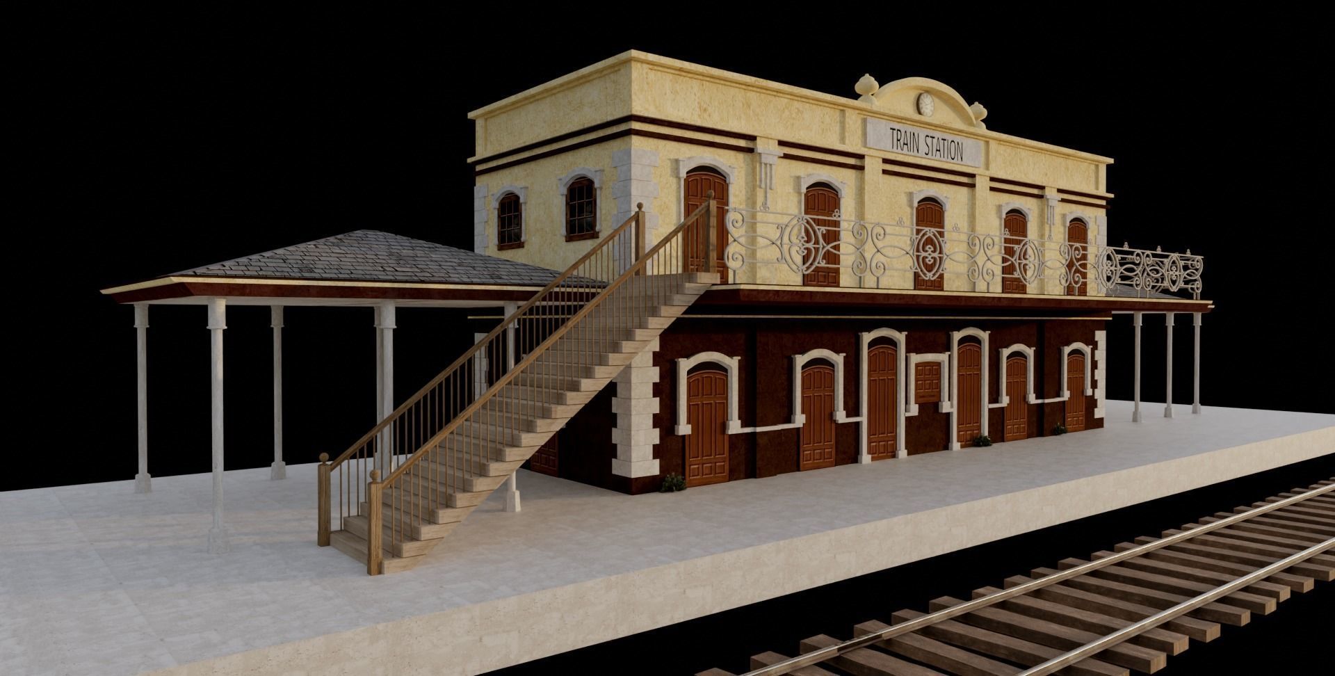 Colonial Metro Train Station and Waiting Area 3D model | CGTrader