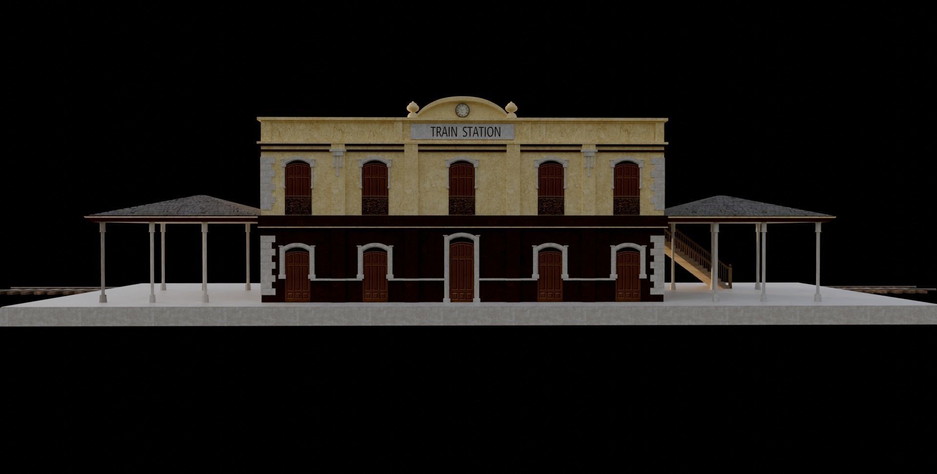 Colonial Metro Train Station and Waiting Area 3D model | CGTrader