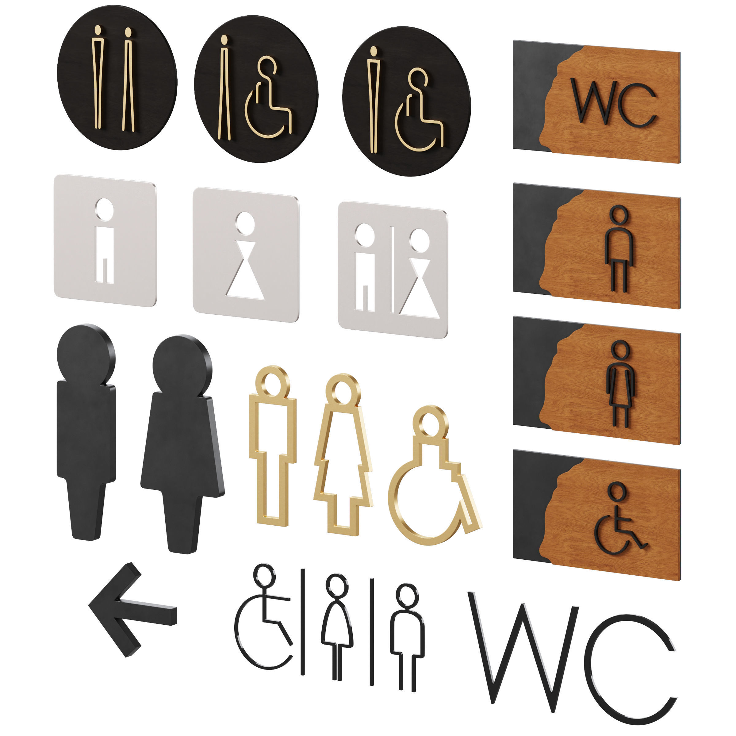Restroom Directional Door Signs 3 3D model | CGTrader