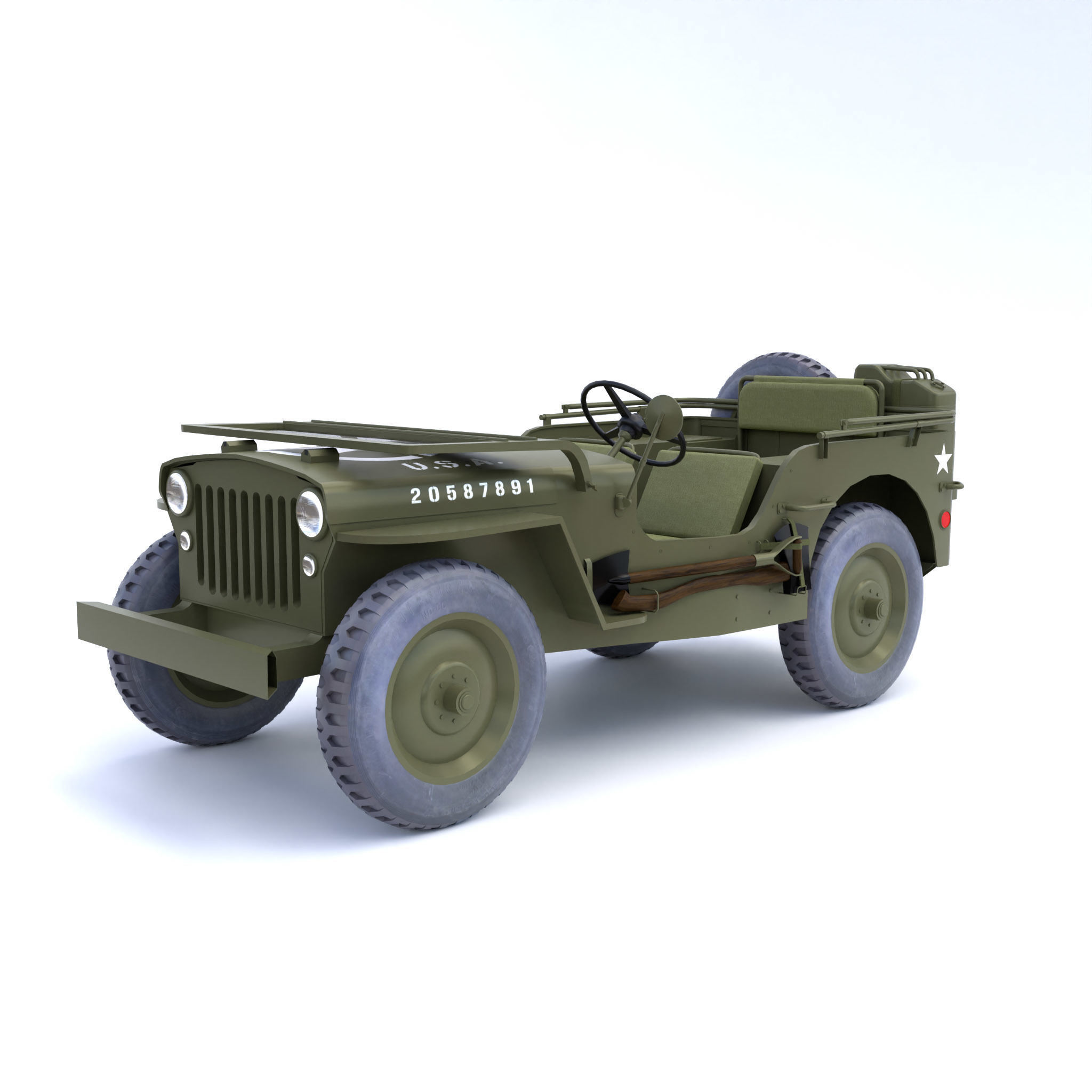 3D model US WWII 1944 Ford GPW Jeep Rigged VR / AR / low-poly | CGTrader