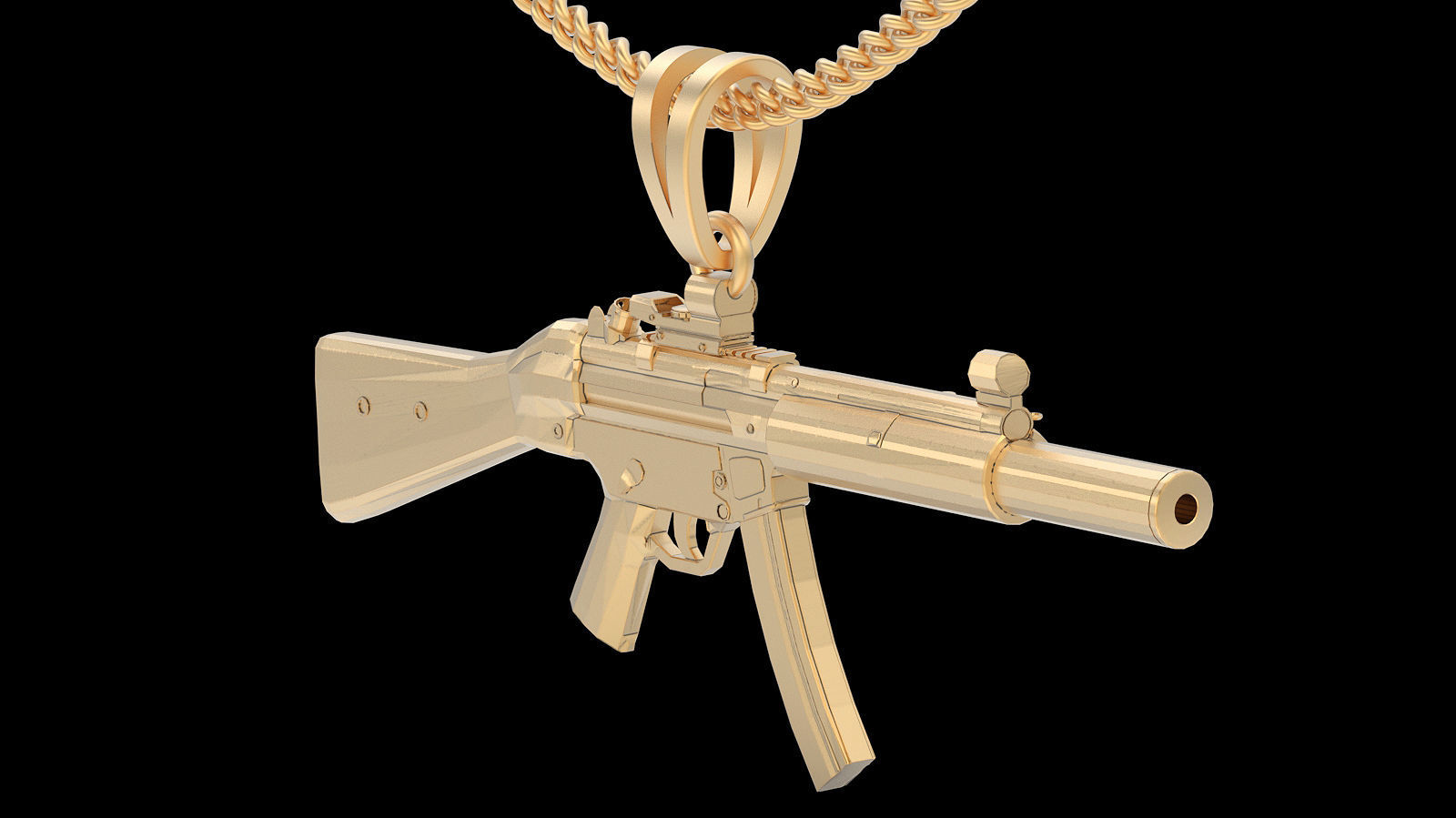 MP5 Gun pendant silver gold printable jewelry 3D model 3D model 3D ...