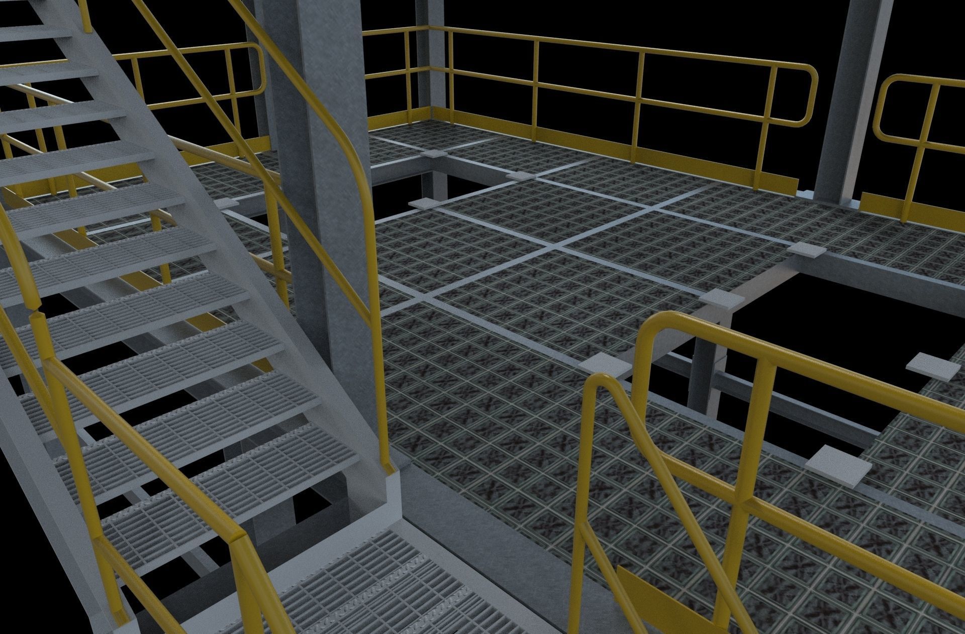 3d model Industrial mezzanine racks factory storage 3D model | CGTrader