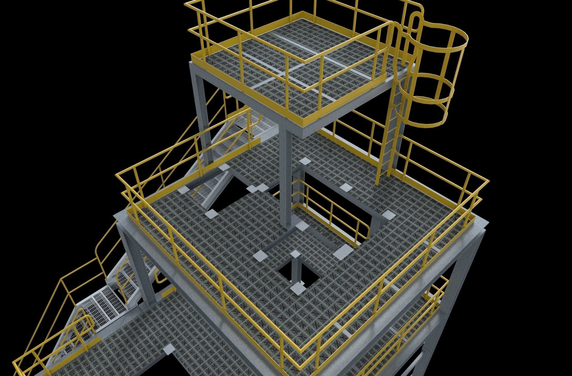 3d model Industrial mezzanine racks factory storage 3D model | CGTrader
