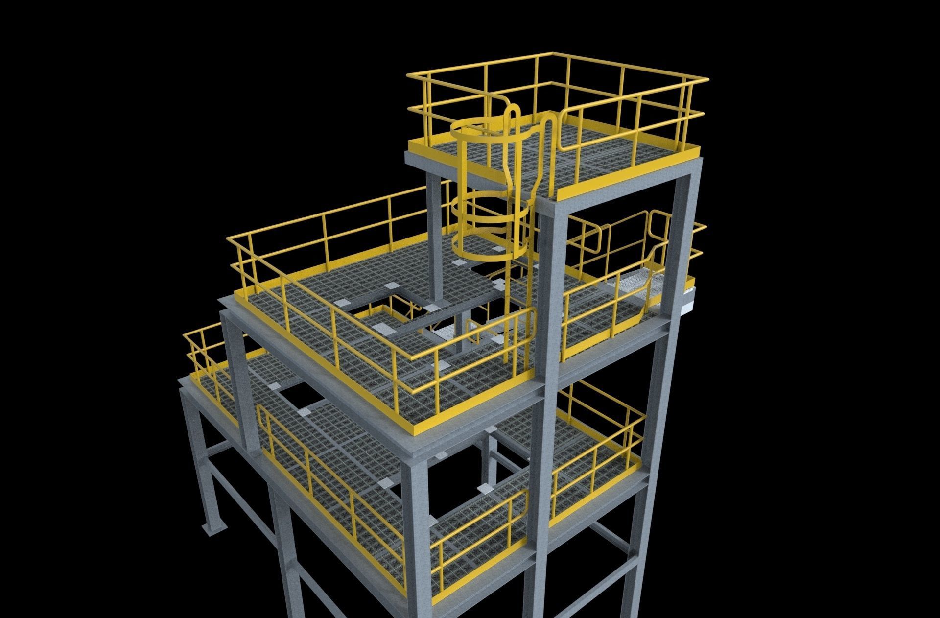 3d model Industrial mezzanine racks factory storage 3D model | CGTrader