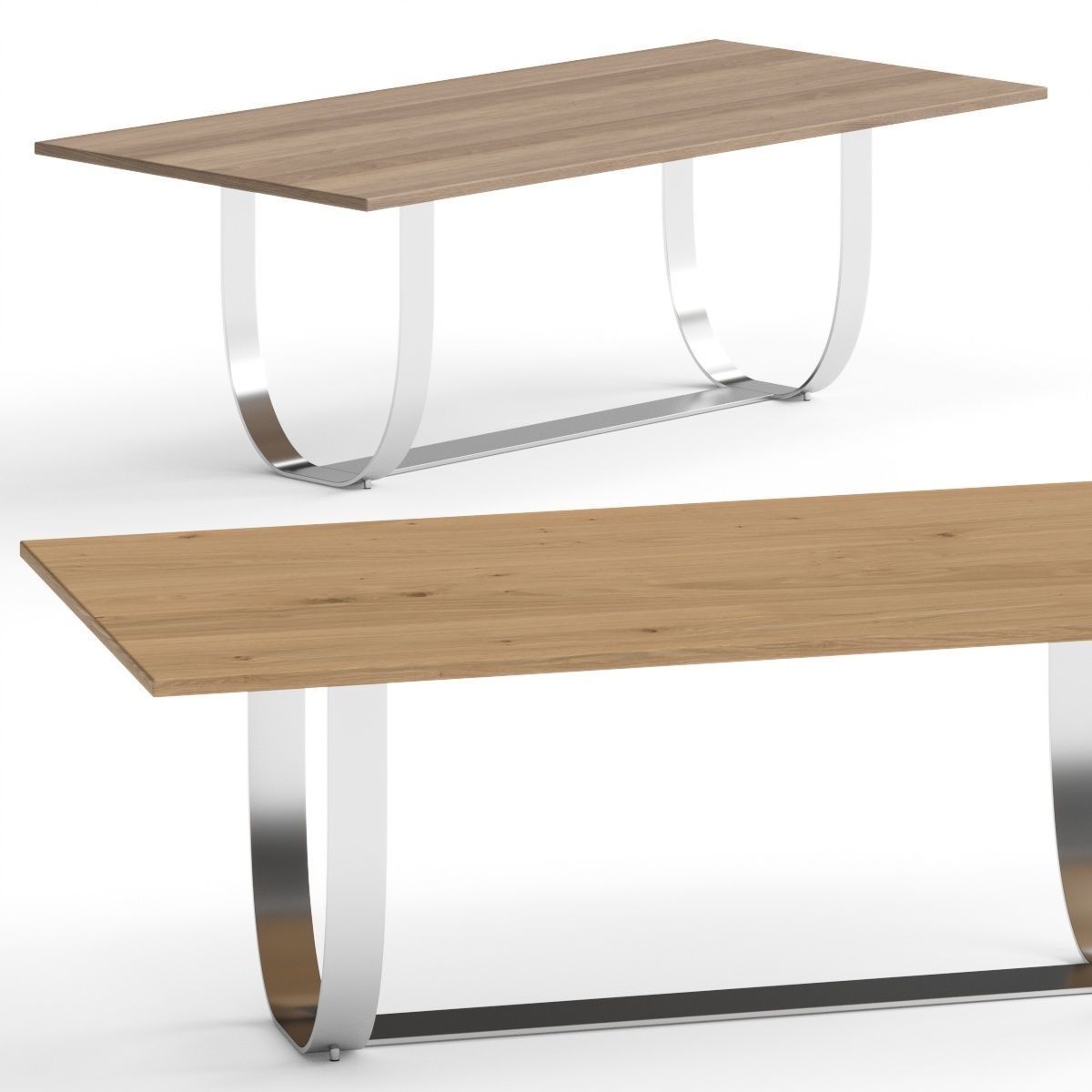 CB2 Montclare Oak Wood and Metal Dining Table 3D model | CGTrader