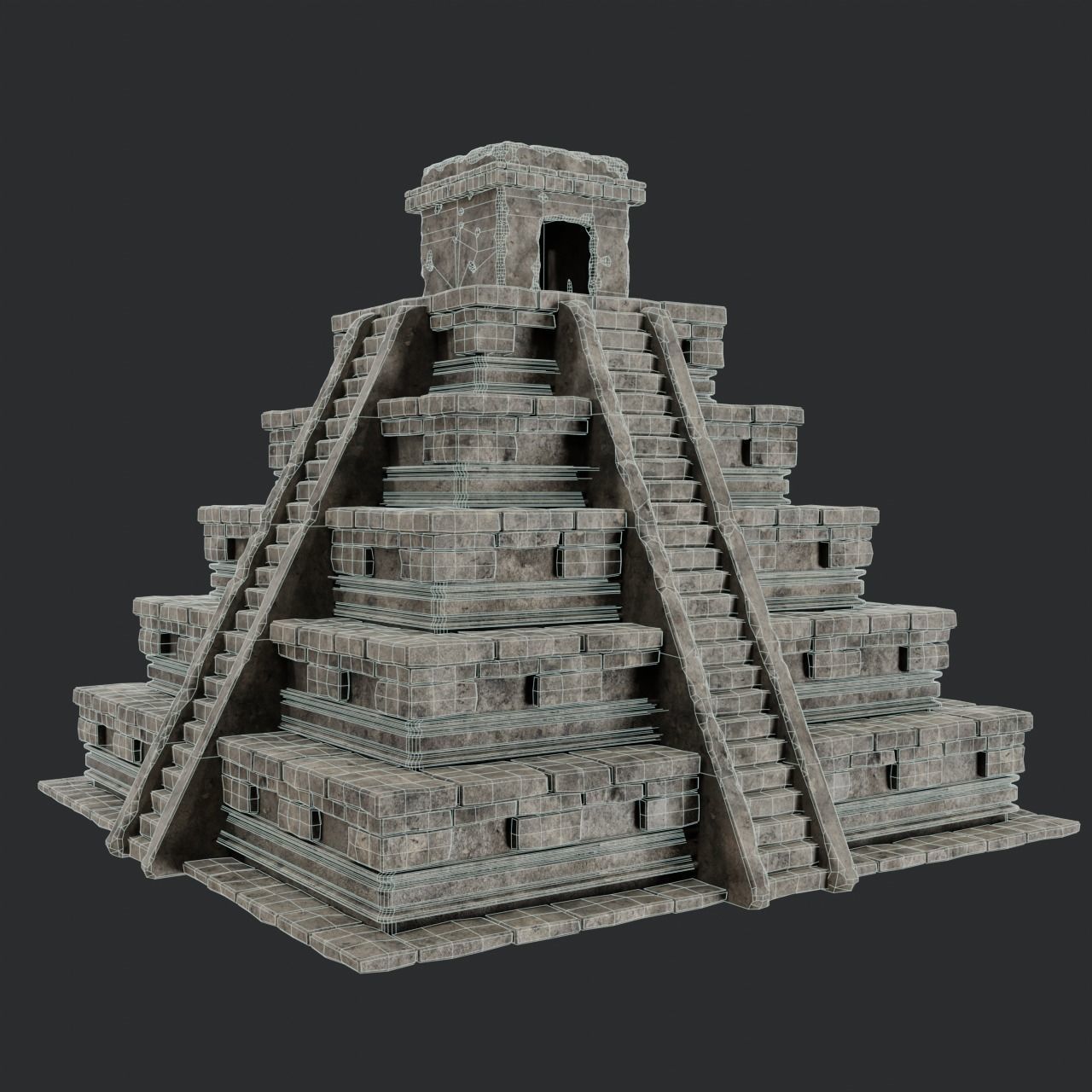 3D model PYRAMID TEMPLE AZTEC MAYAN INCA PLATFORM STAIRS COLLECTION VR ...