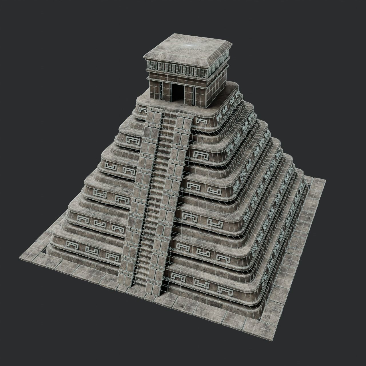 3D model PYRAMID TEMPLE AZTEC MAYAN INCA PLATFORM STAIRS COLLECTION VR ...