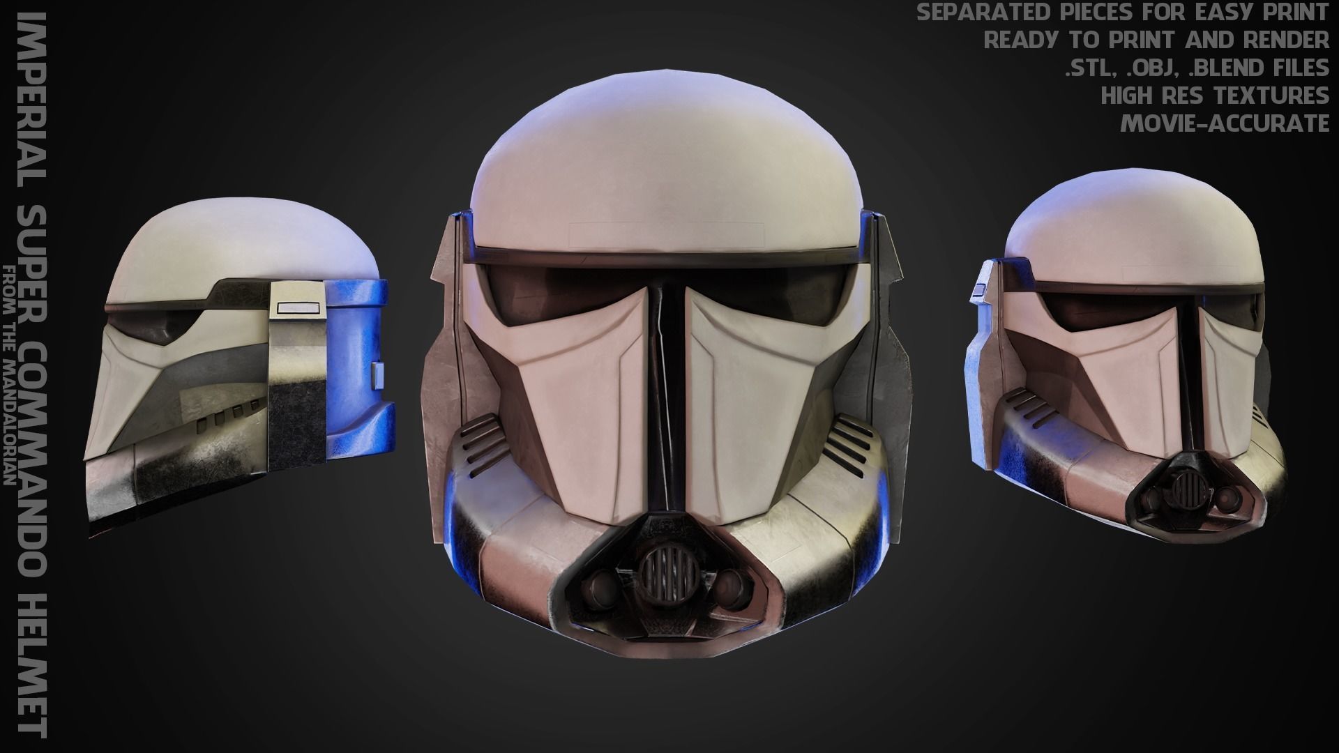 The Mandalorian Imperial Super Commandos Helmet for Cosplay 3D model 3D ...