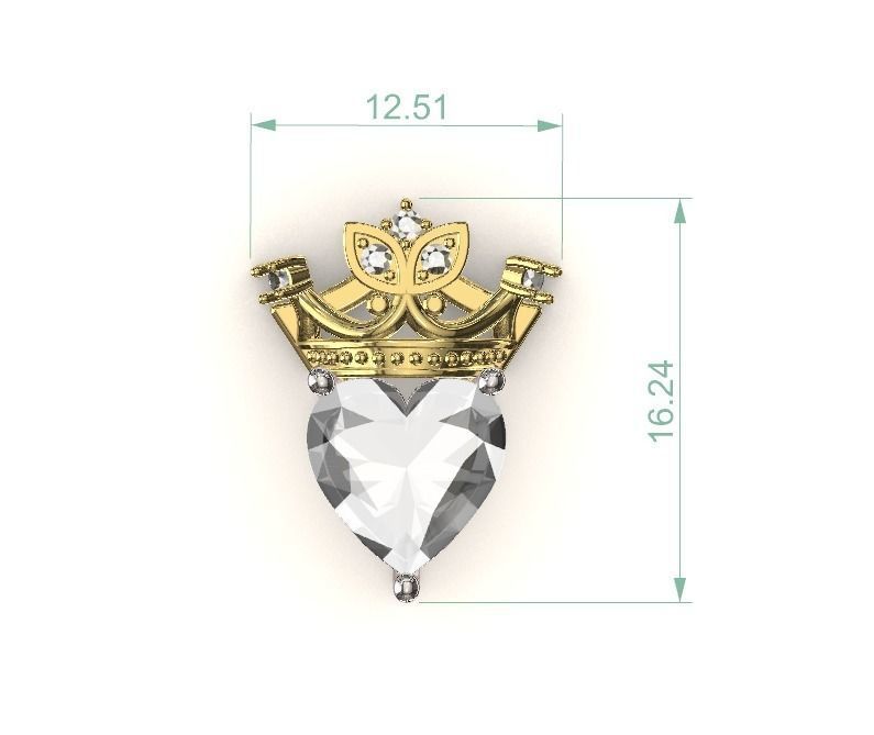 CROWN HEART 3D model 3D printable | CGTrader