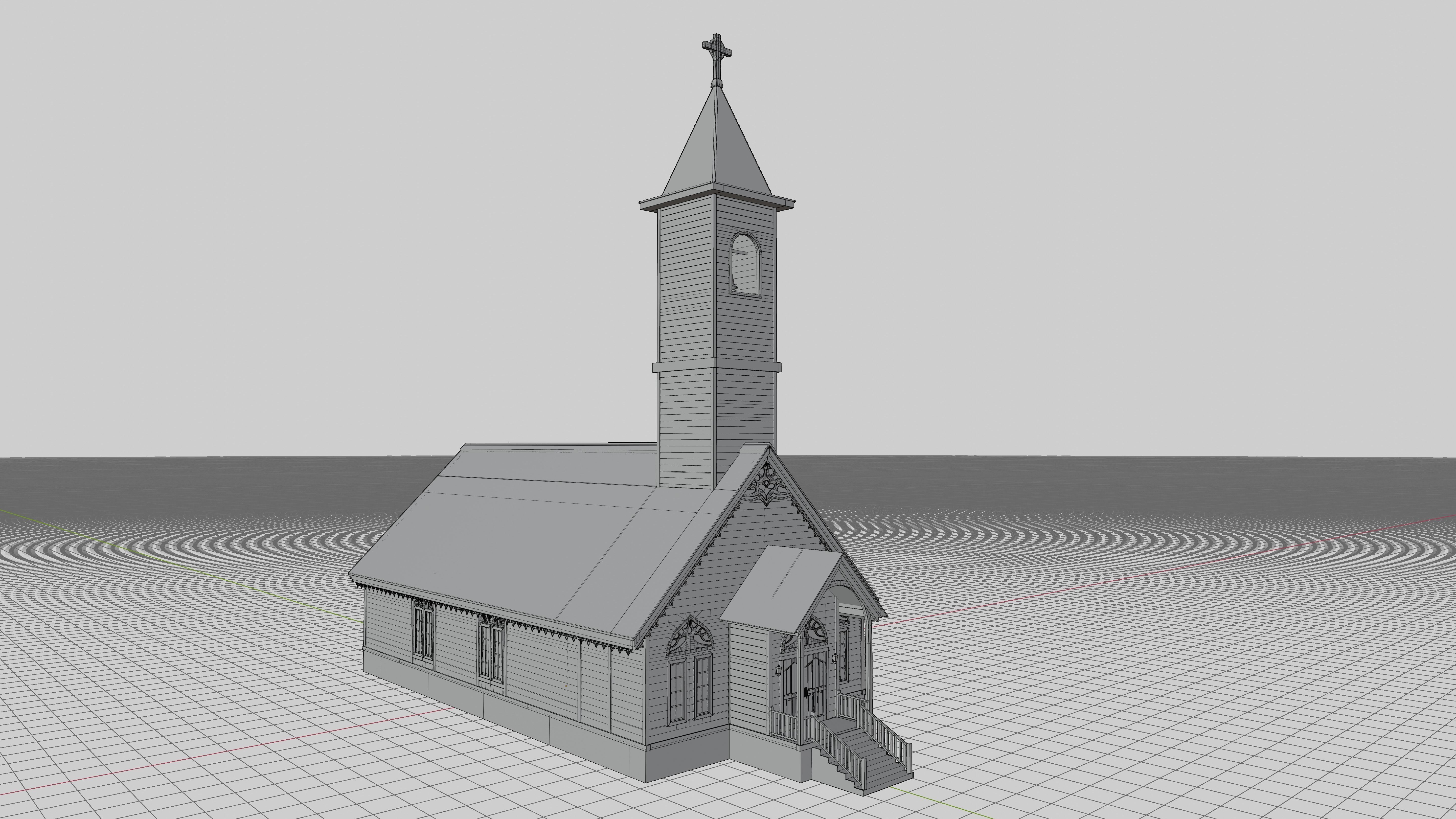 Small wood Church 3D model | CGTrader