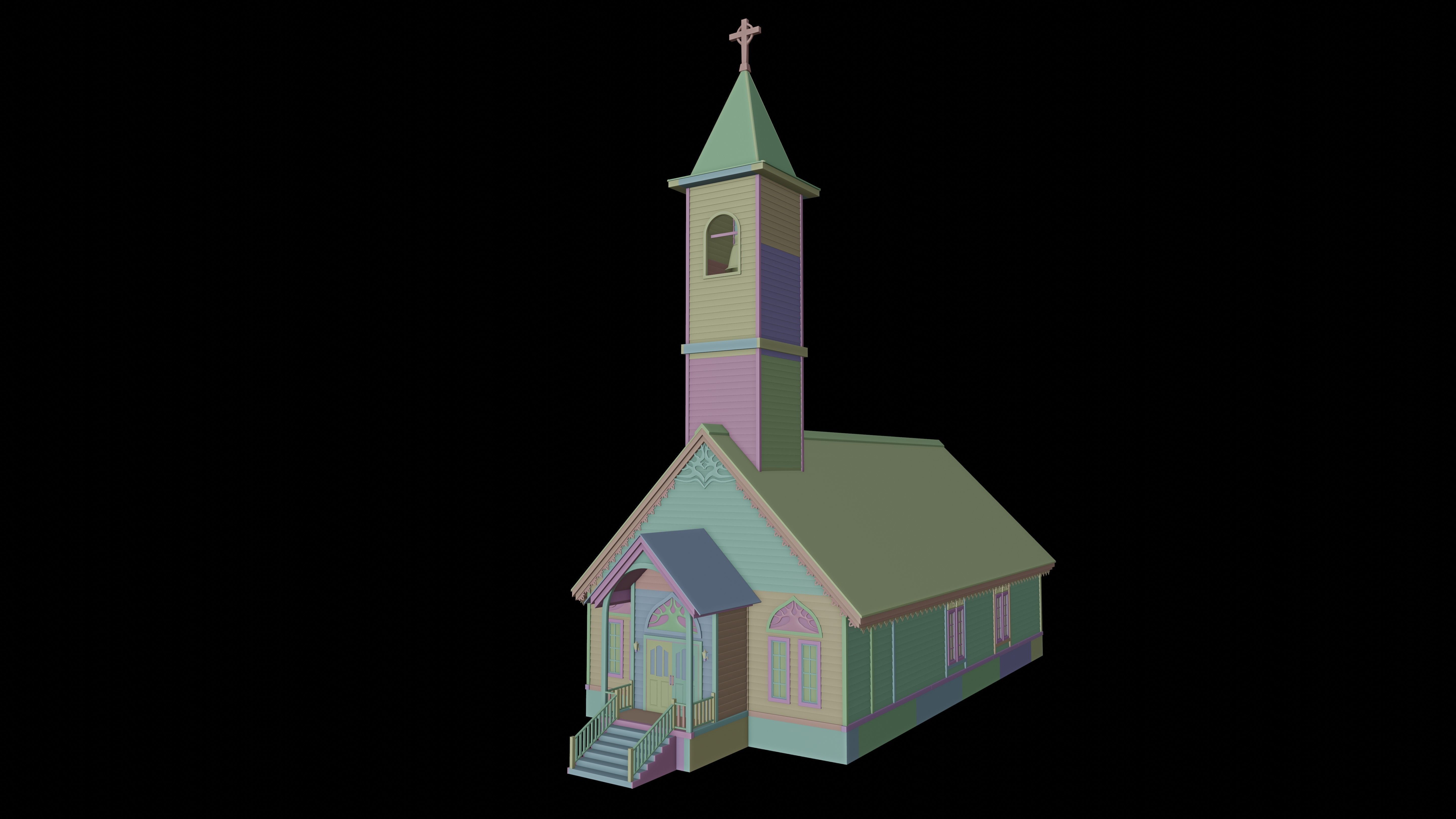 Small wood Church 3D model | CGTrader