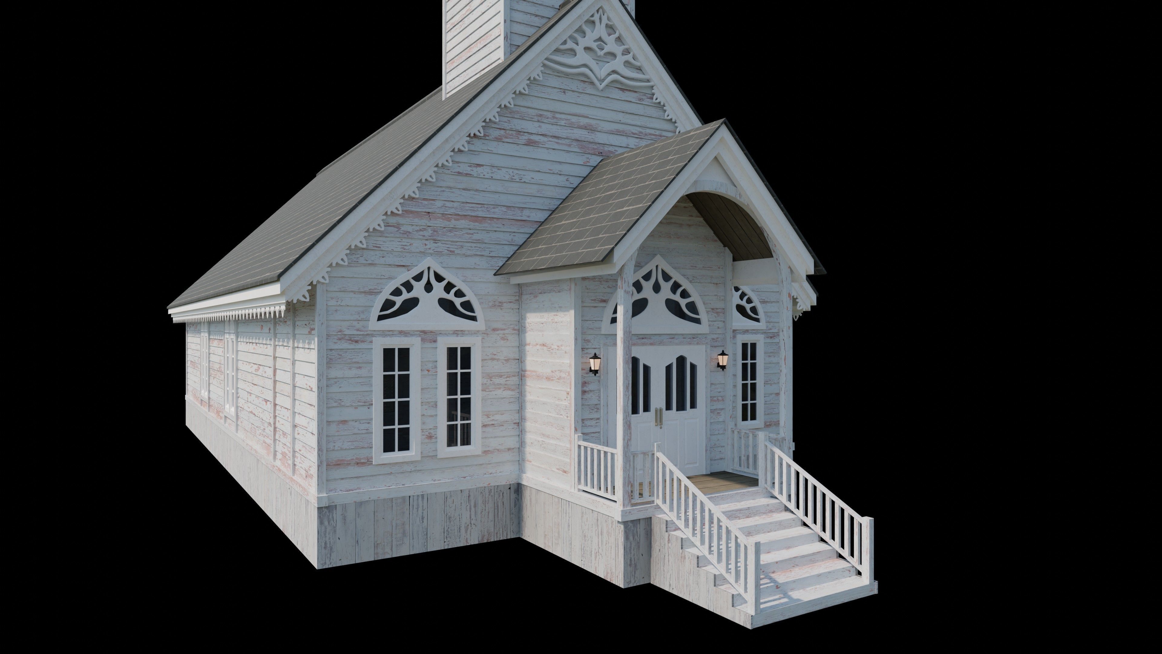 Small wood Church 3D model | CGTrader