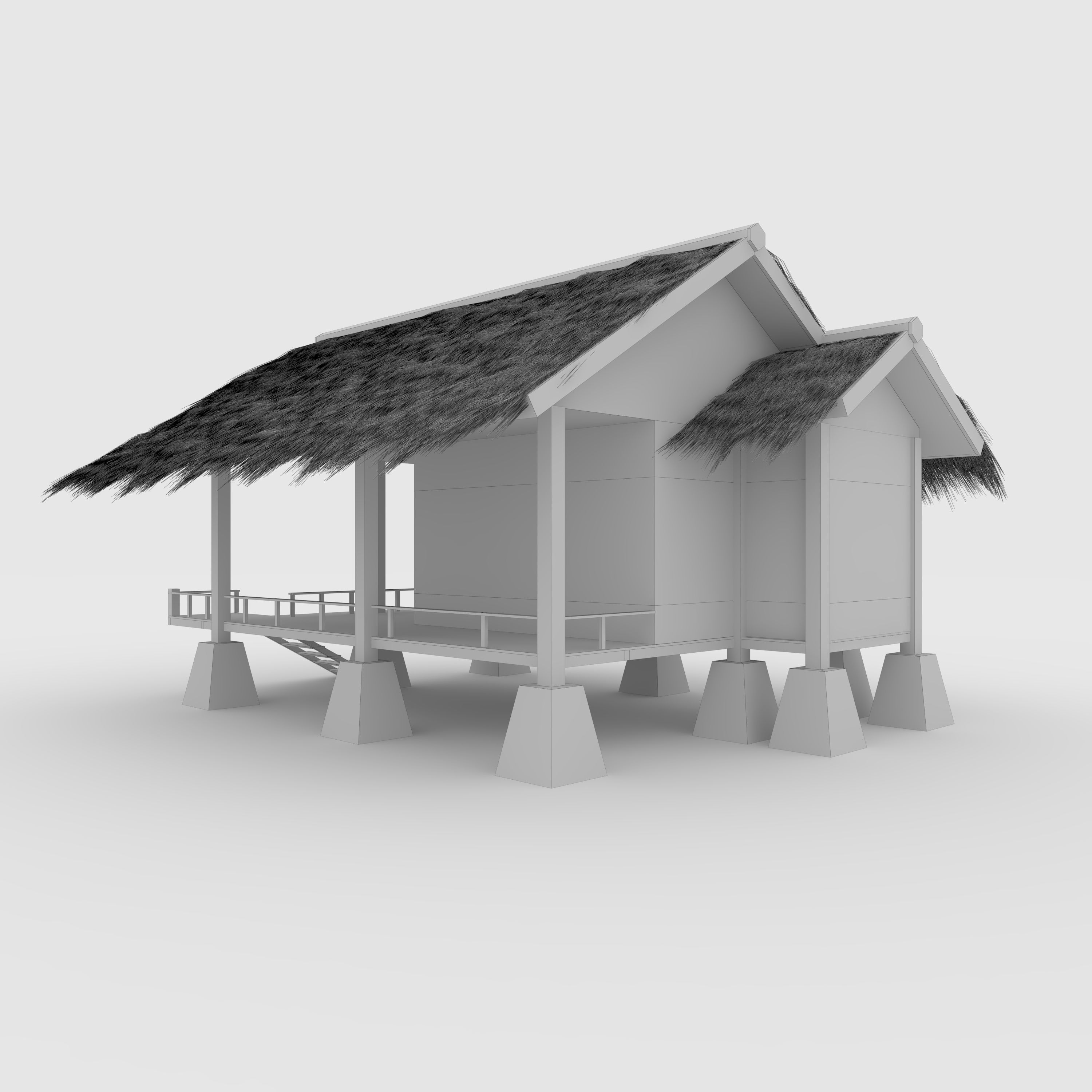 3D model Cabin 1 Thatch Roof VR / AR / low-poly | CGTrader