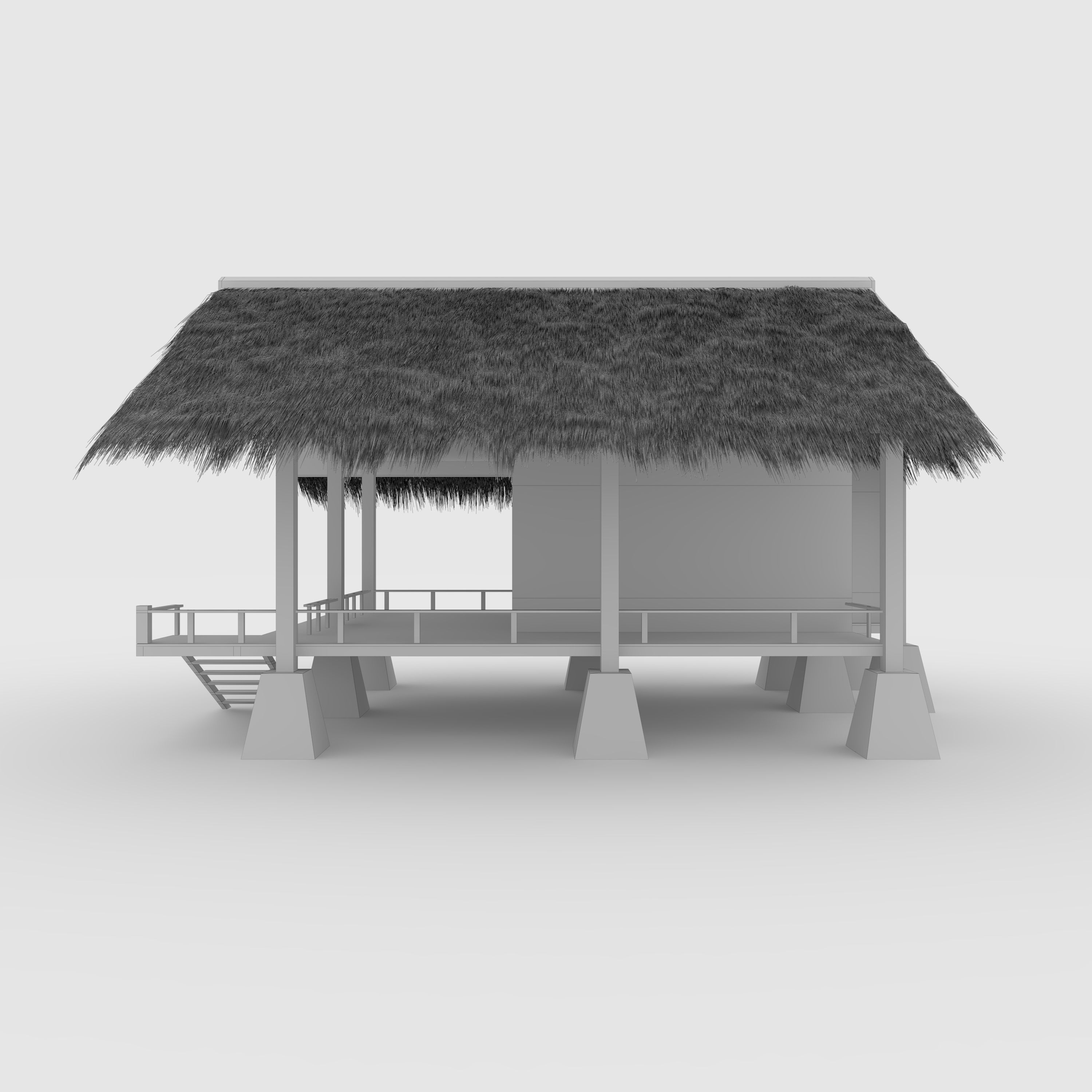 3D model Cabin 1 Thatch Roof VR / AR / low-poly | CGTrader