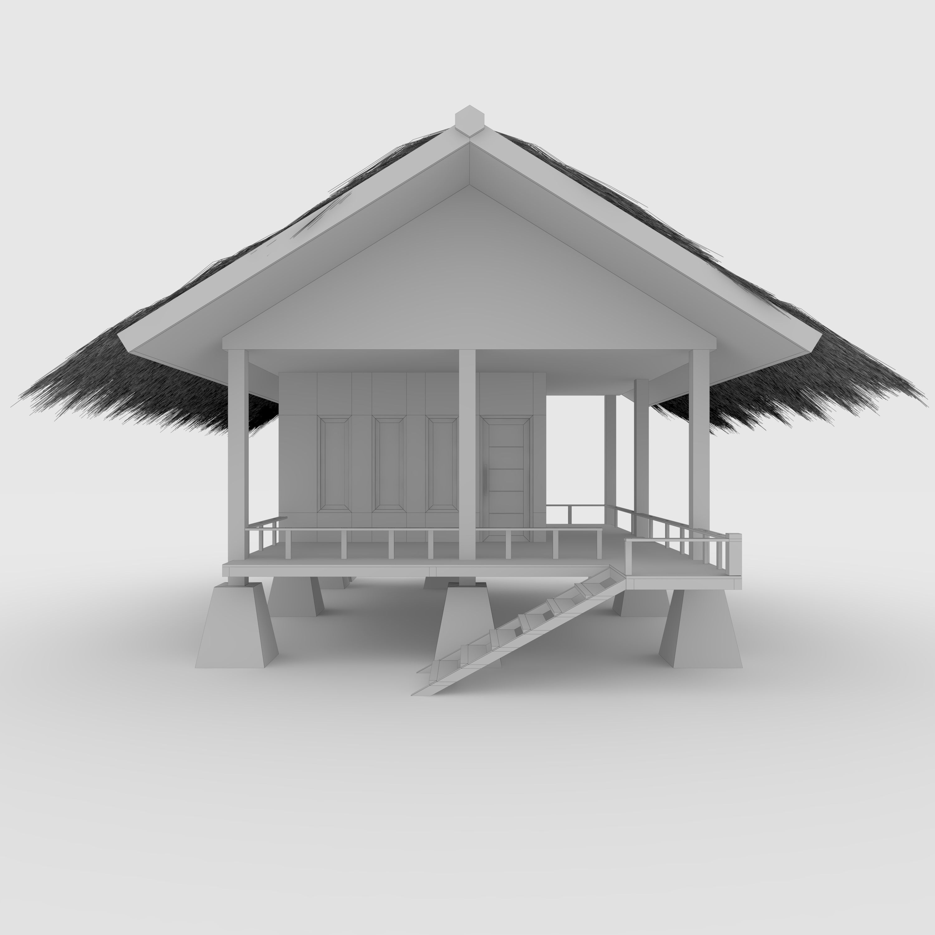 3D model Cabin 1 Thatch Roof VR / AR / low-poly | CGTrader