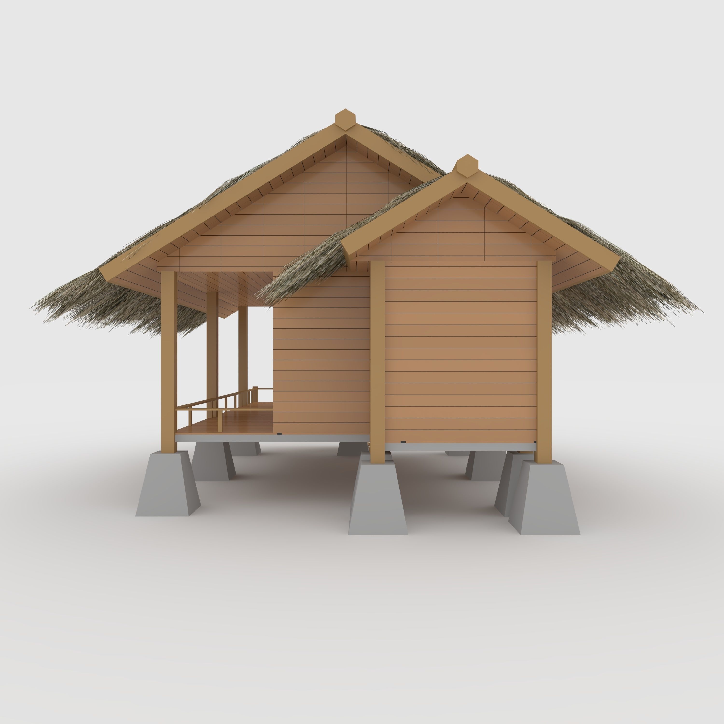 3D model Cabin 1 Thatch Roof VR / AR / low-poly | CGTrader