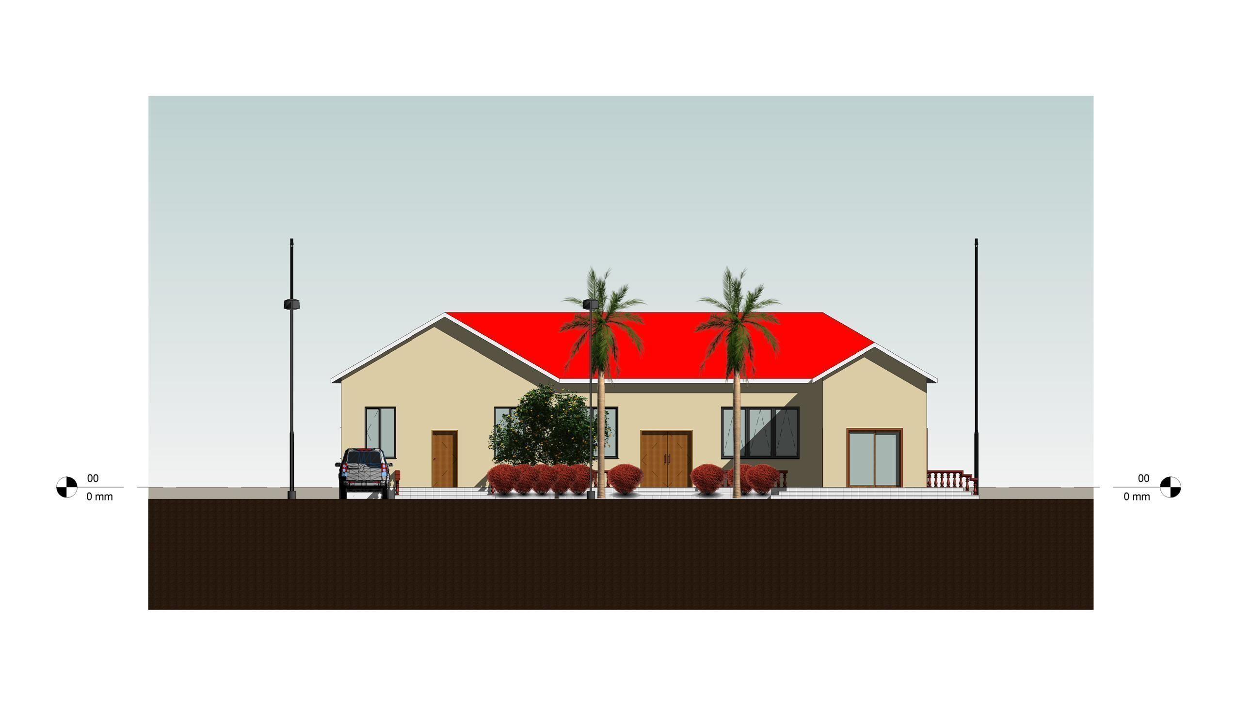 Resort house pitched roof with swimming pool in Revit 3D model | CGTrader