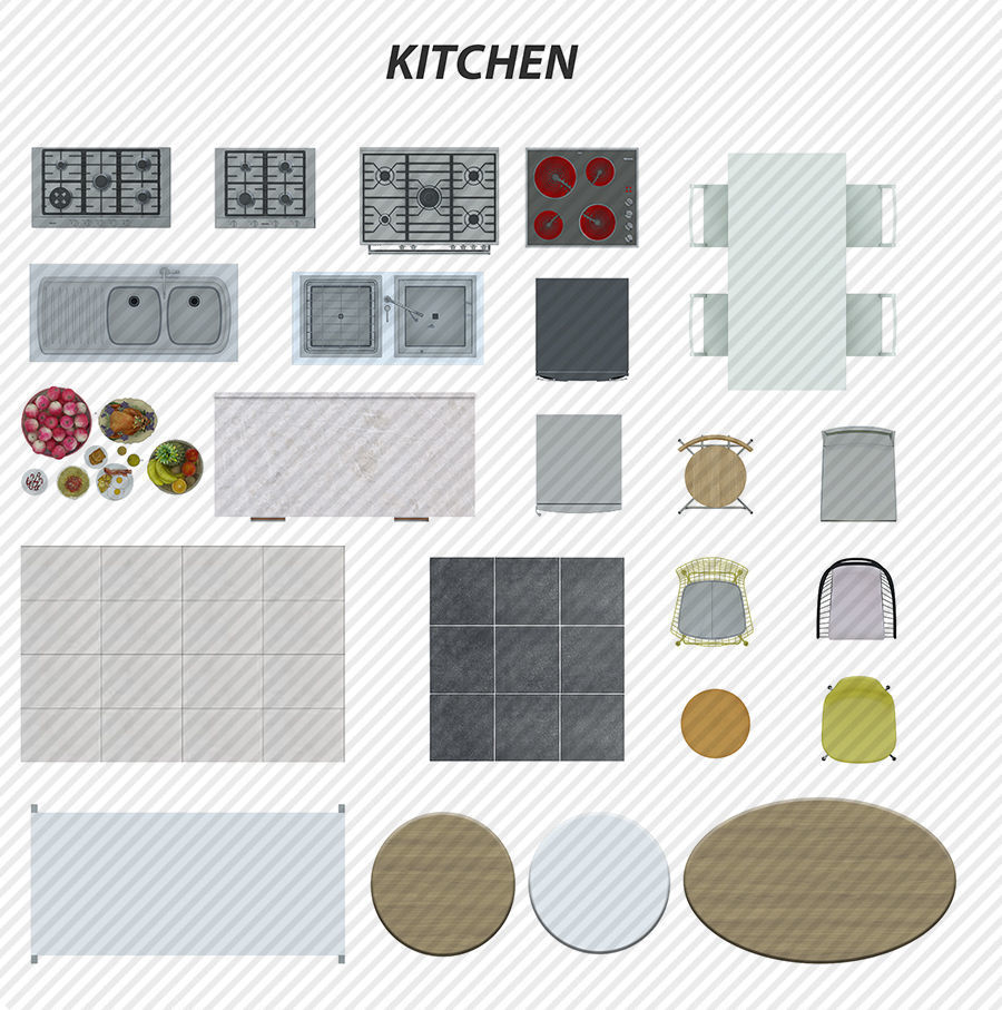 2D FurnitureFloor Plans collection and Bonus Full House PSD PDF Texture ...