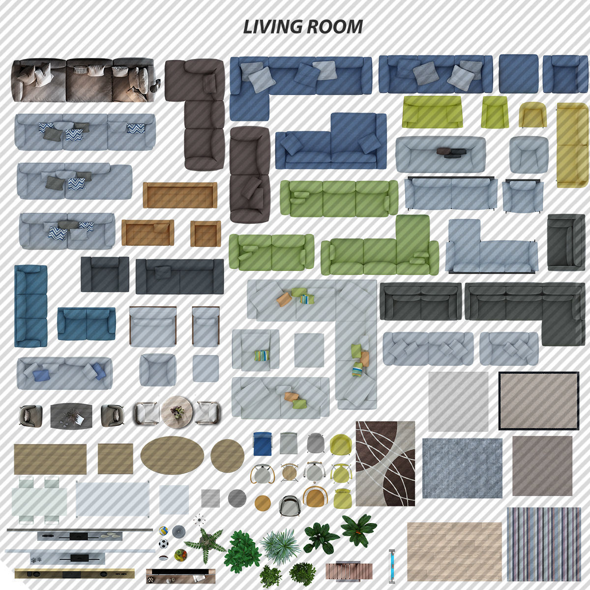 2D FurnitureFloor Plans collection and Bonus Full House PSD PDF Texture ...