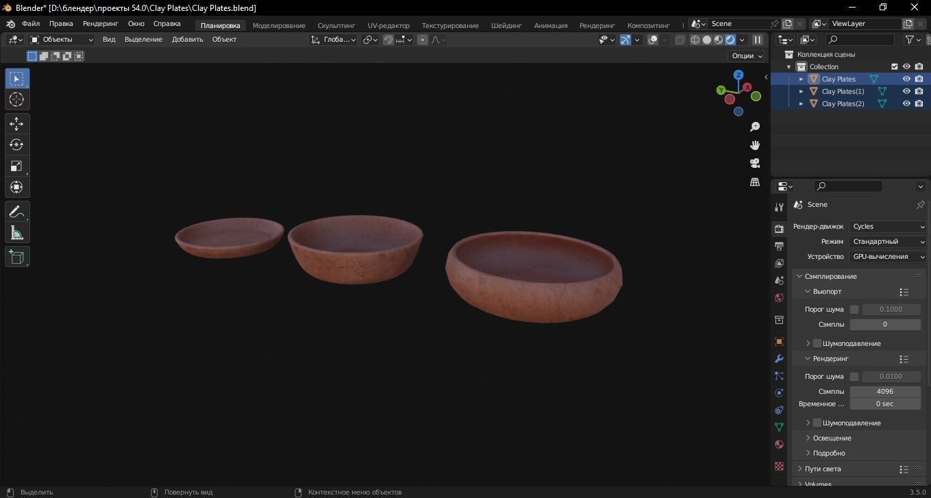 3D model Clay Plates 3D Model VR / AR / low-poly | CGTrader