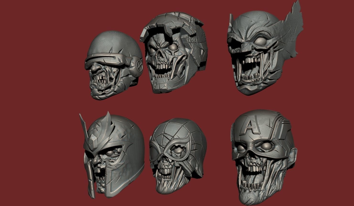 MARVEL ZOMBIE 6 HEADS PACK01 3D model | CGTrader