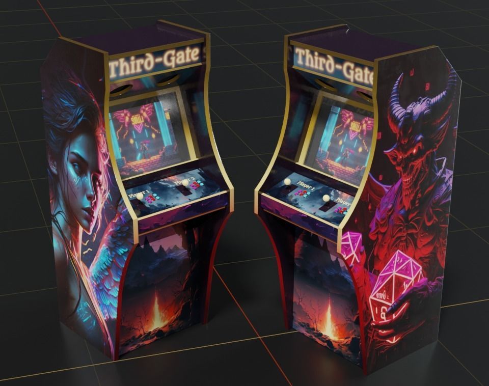 3D model Arcade Machine angel girls and demons theme gaming game ready ...