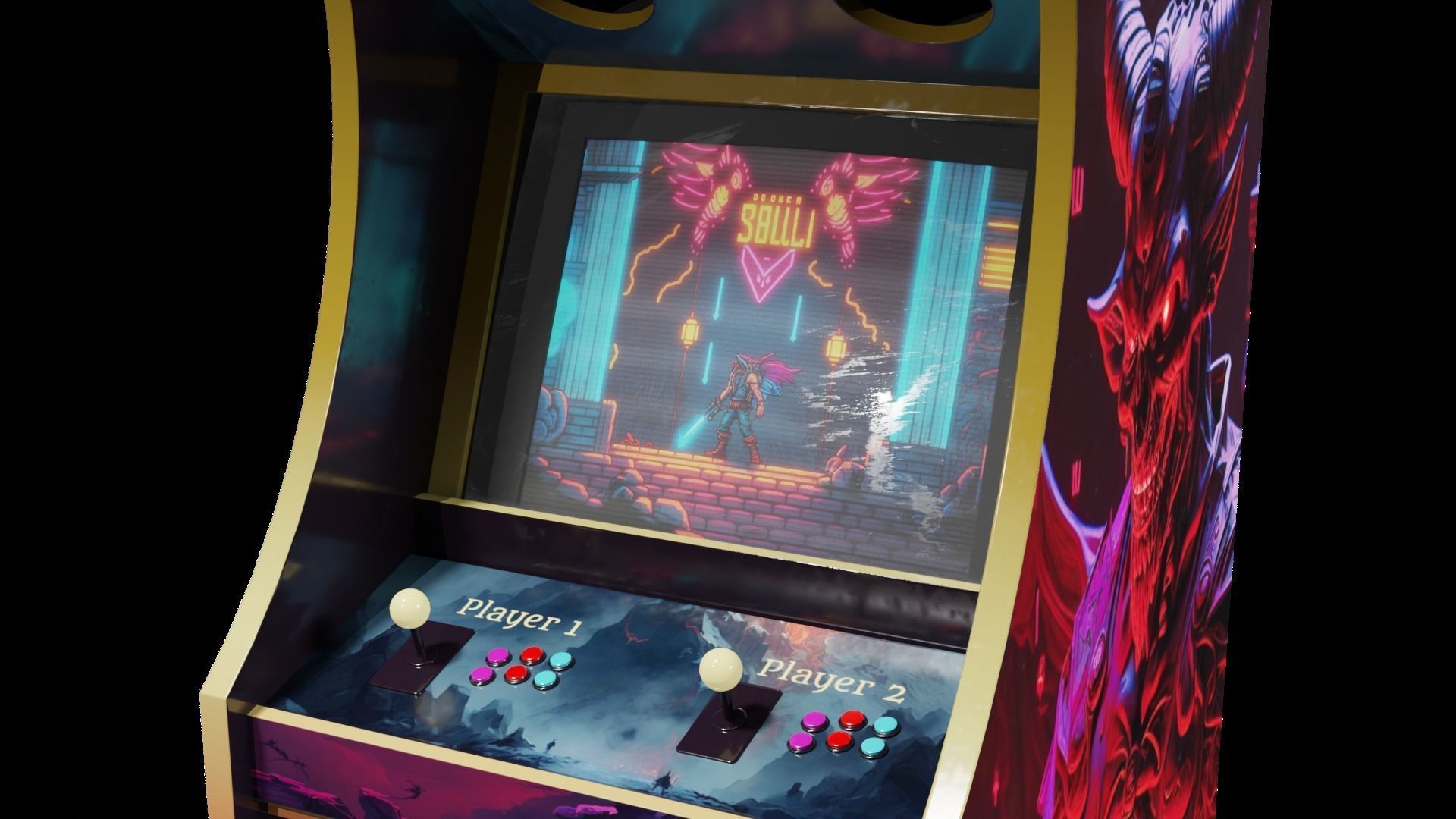 3D model Arcade Machine angel girls and demons theme gaming game ready ...