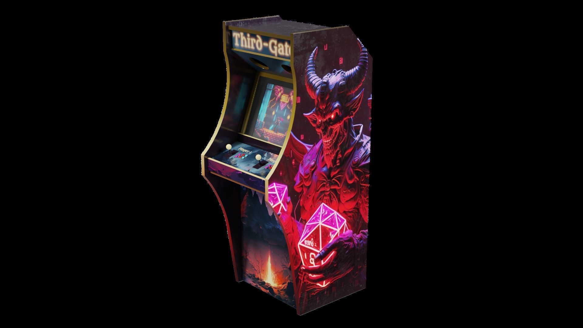 3D model Arcade Machine angel girls and demons theme gaming game ready ...