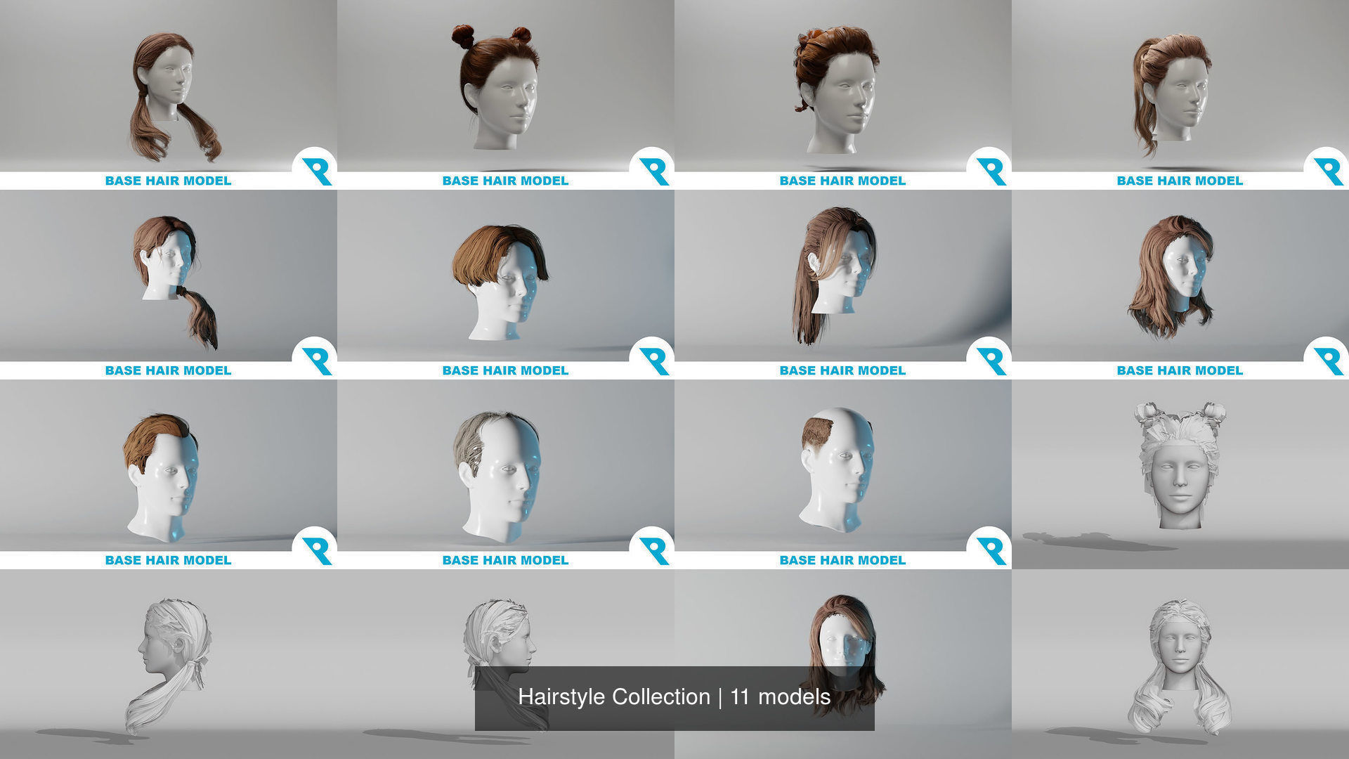Hairstyle Collection VR / AR / low-poly | CGTrader
