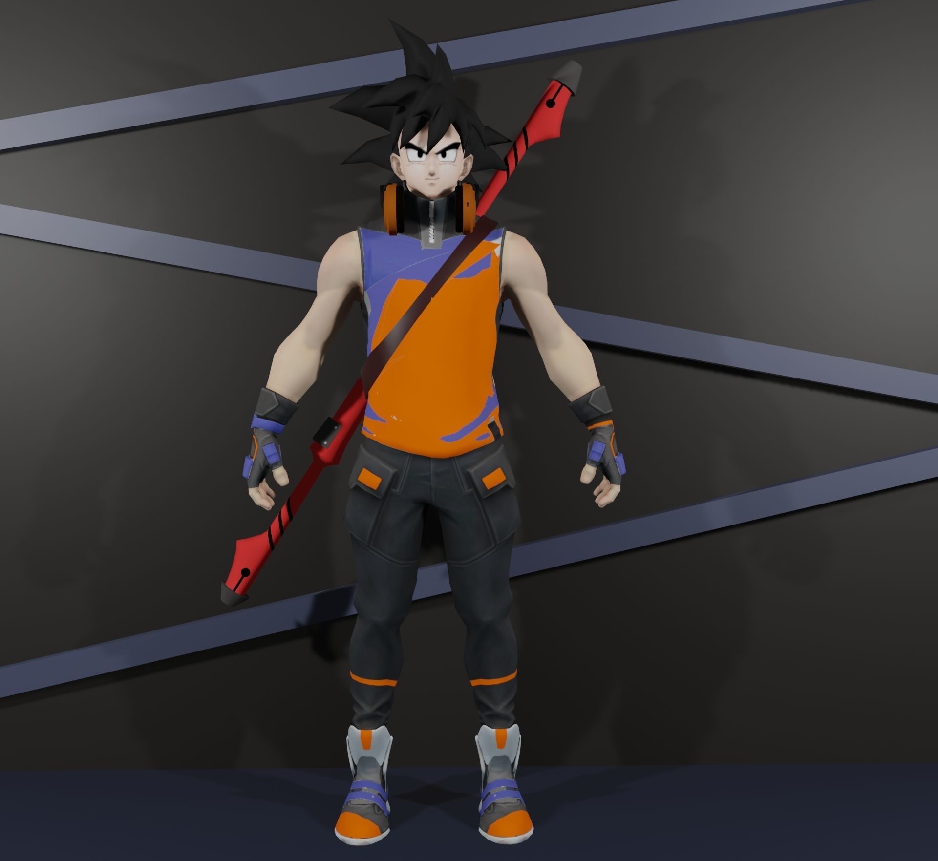 Goku skin 3D model animated rigged | CGTrader