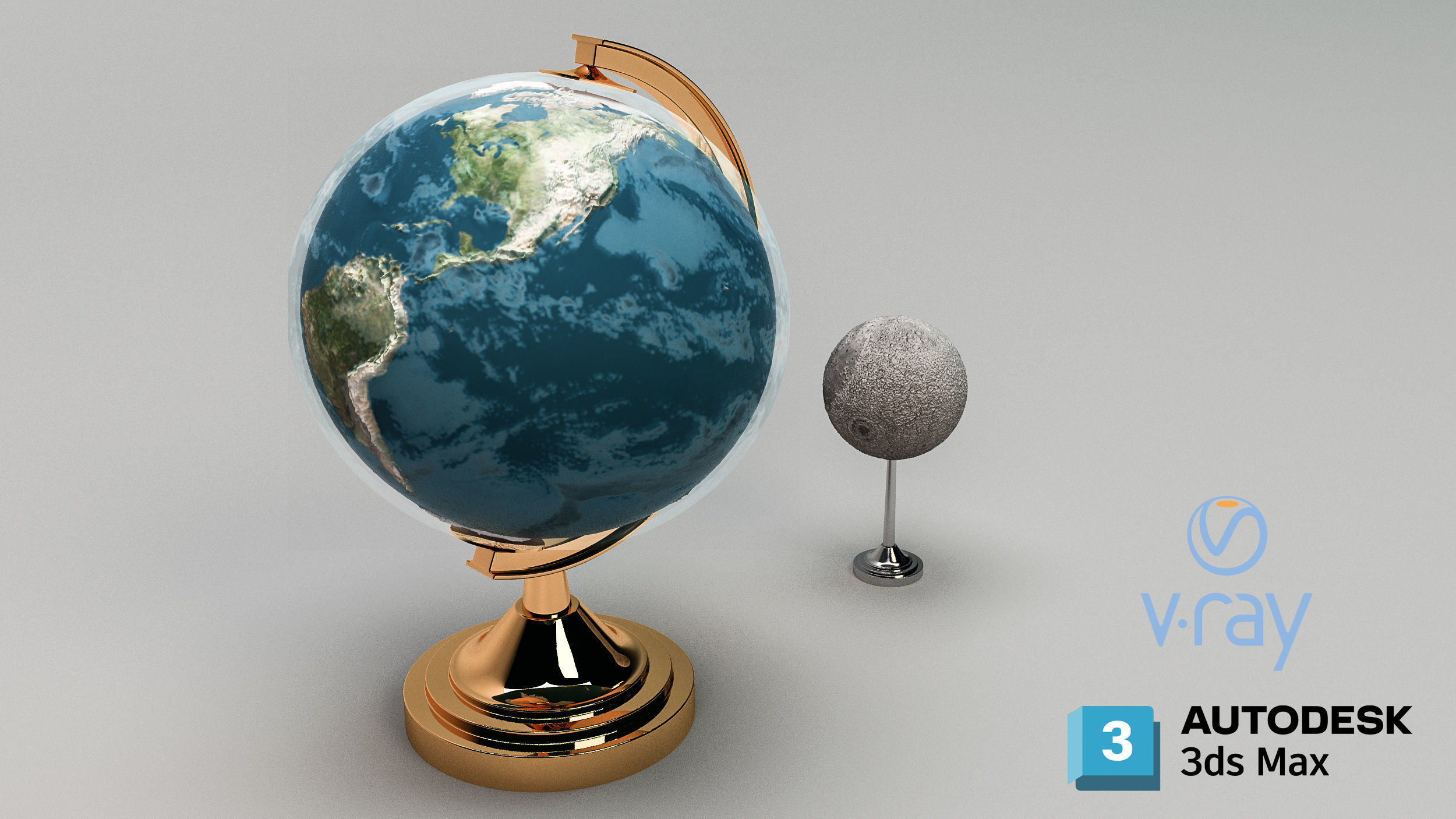Moon Earth Desktop Accessory free 3D model 3D printable | CGTrader