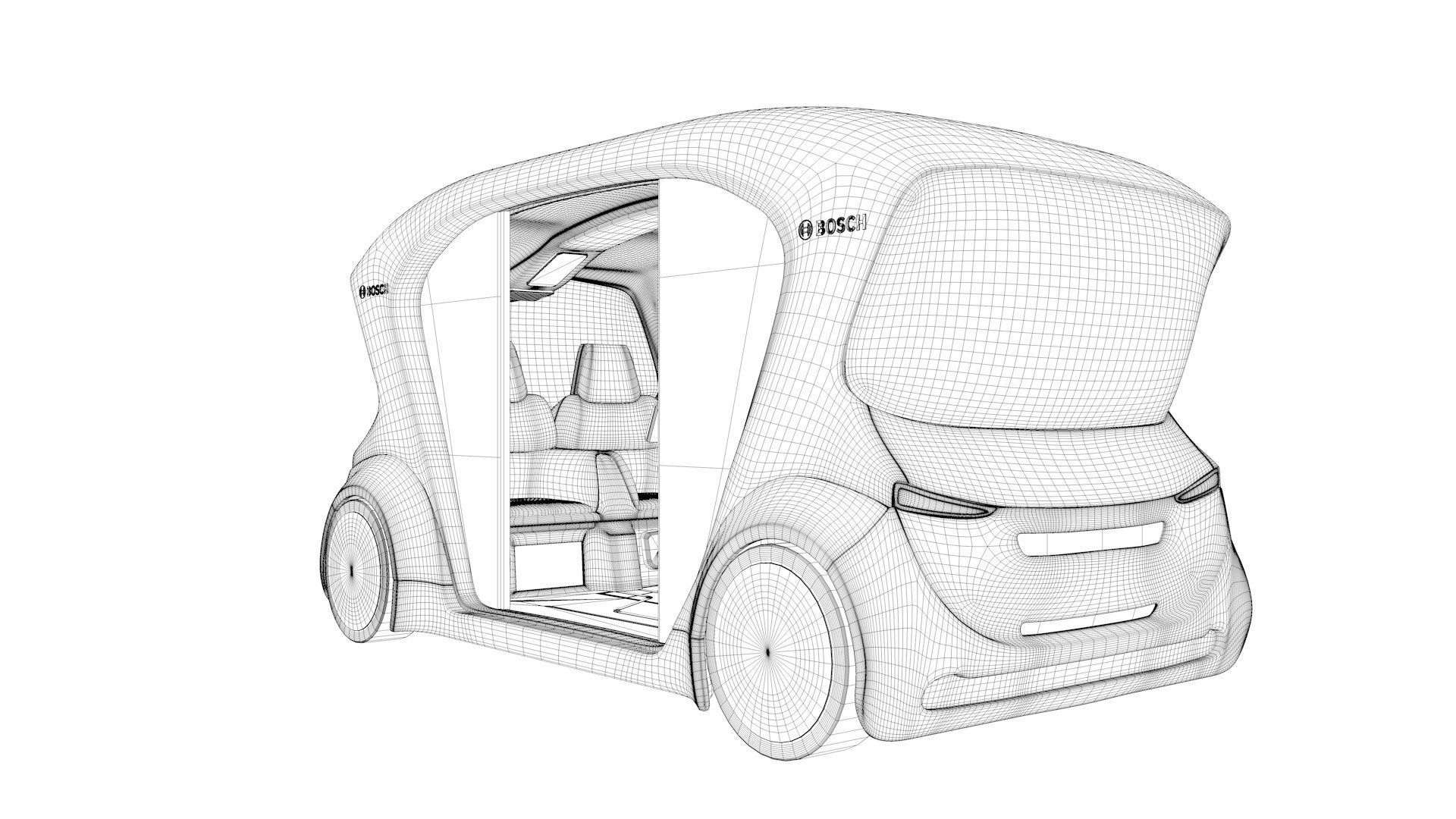 Autonomous Bosch Shuttle Car 3D model animated rigged | CGTrader