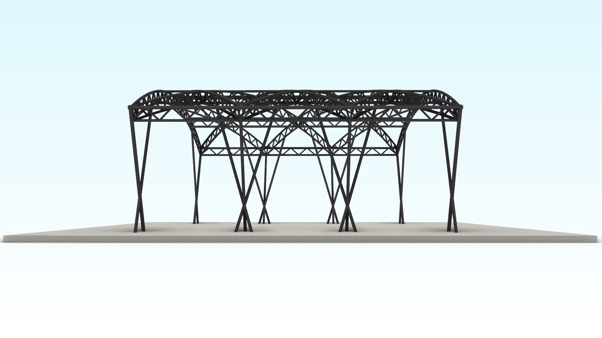 Truss beam - Cylindrical roof model 3D model | CGTrader