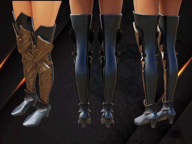 3D model Royal Warrior leg armor female lowpoly game asset VR / AR ...