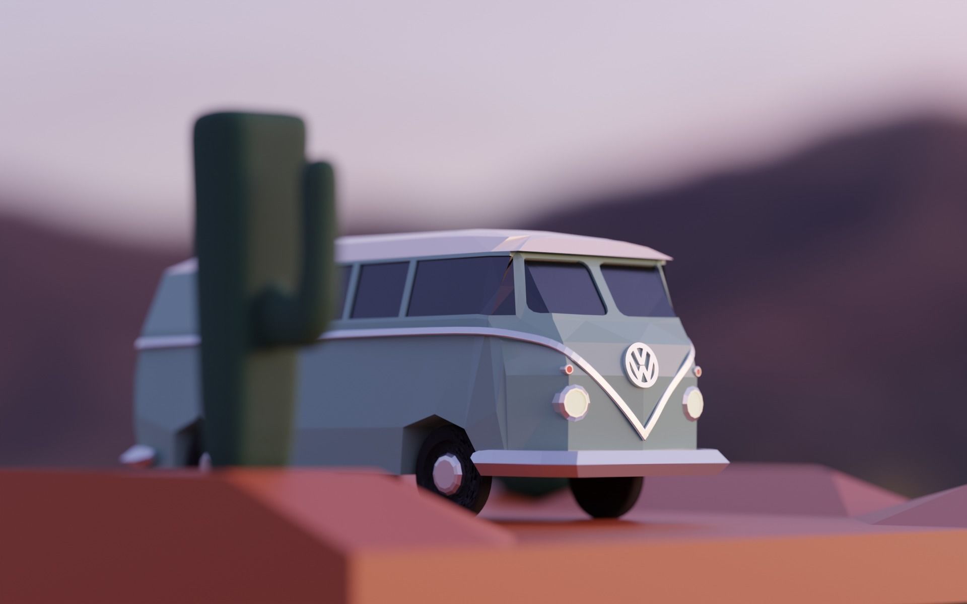 3D model Low Poly VW Bus Van - Boho Style VR / AR / low-poly | CGTrader
