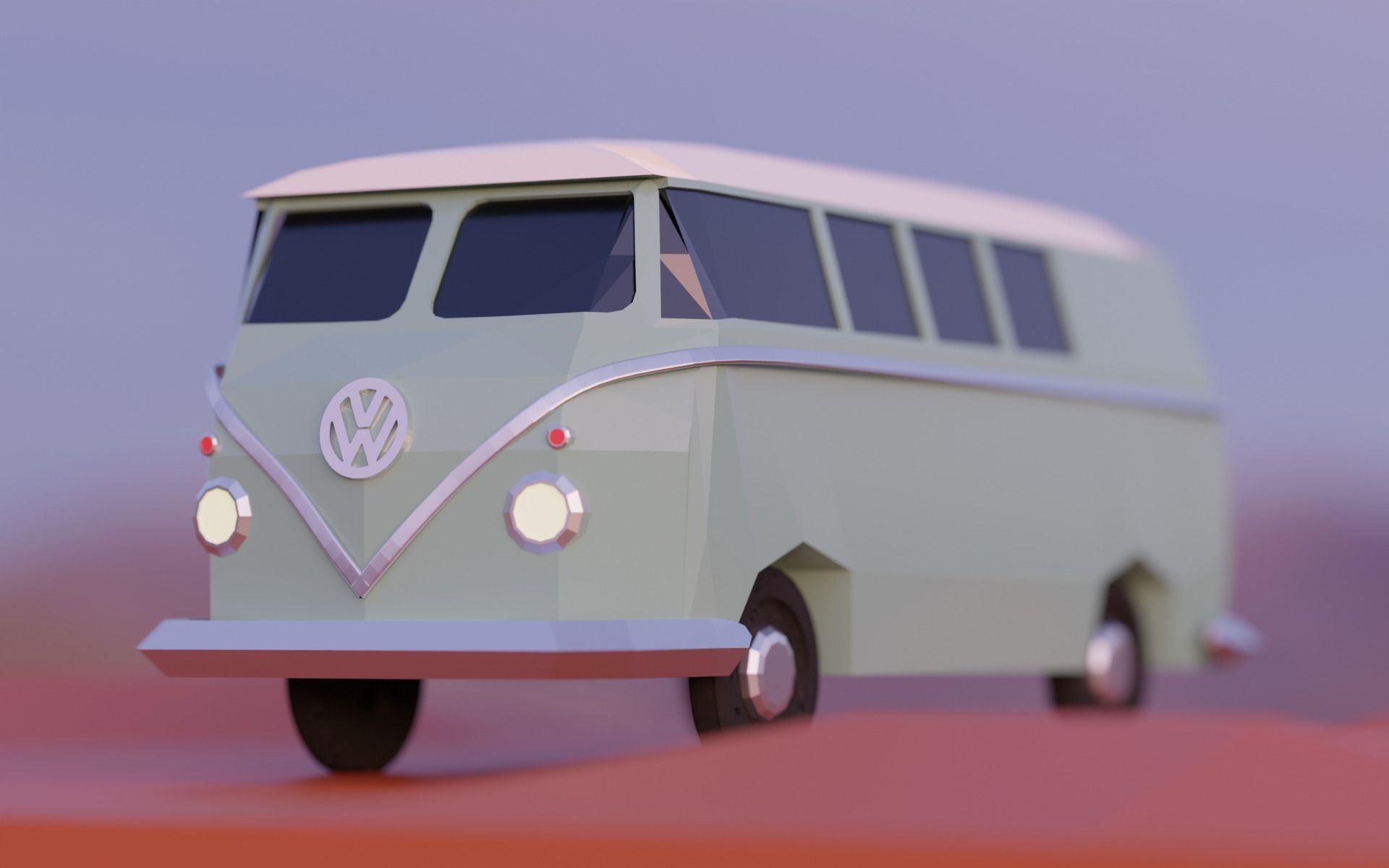 3D model Low Poly VW Bus Van - Boho Style VR / AR / low-poly | CGTrader
