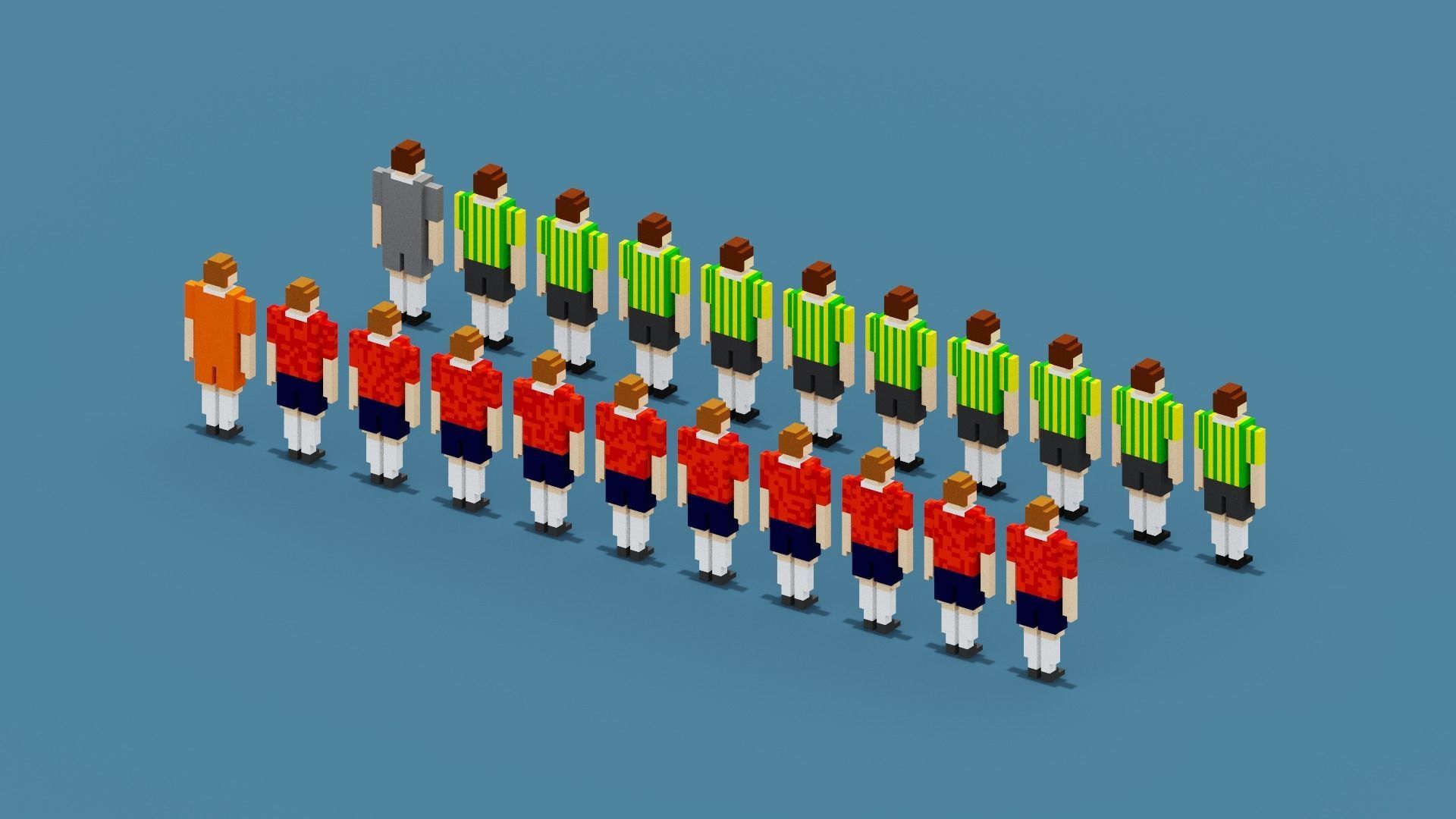 3D model Voxel Soccer Team Players VR / AR / low-poly | CGTrader