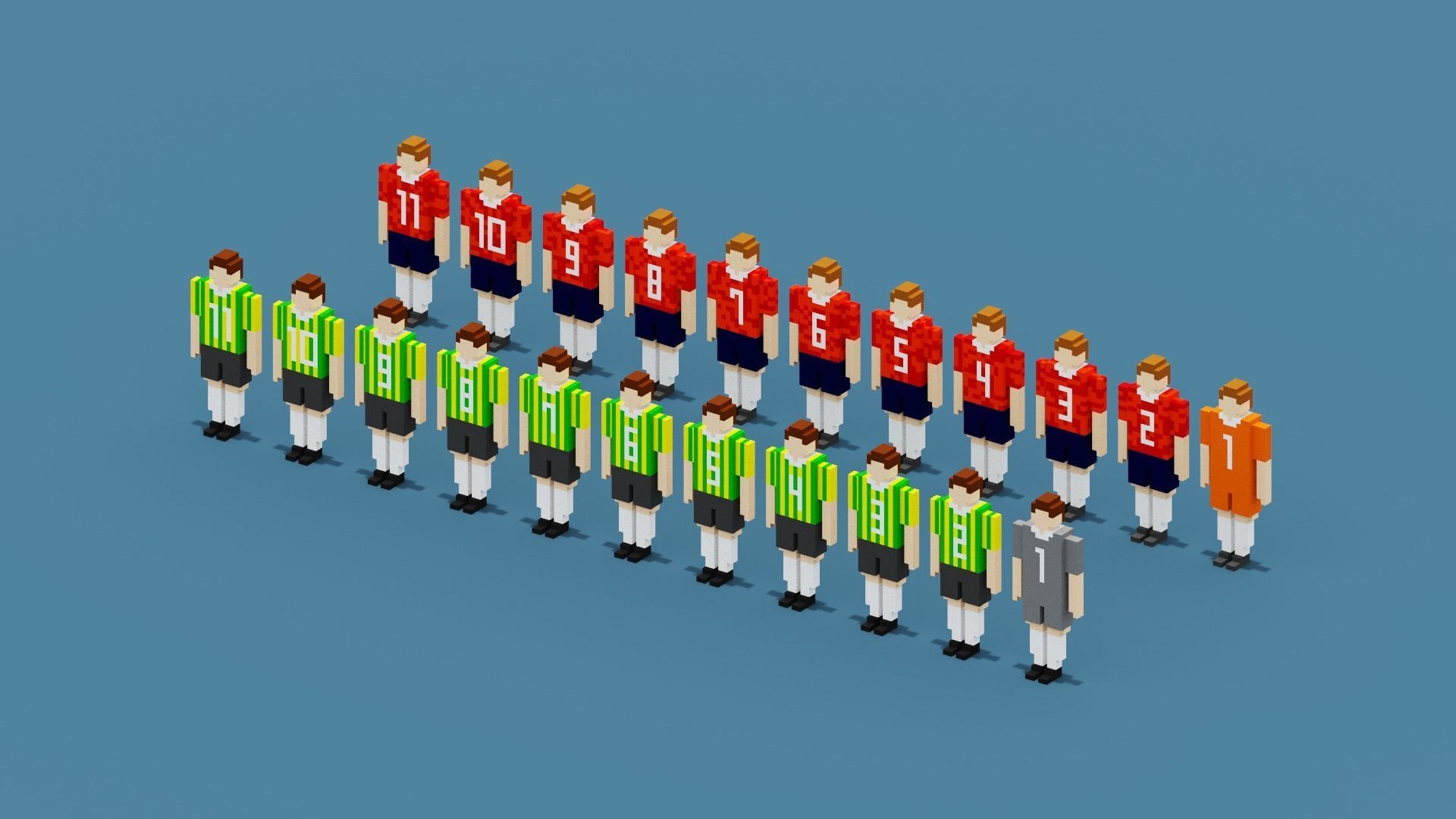 3D model Voxel Soccer Team Players VR / AR / low-poly | CGTrader