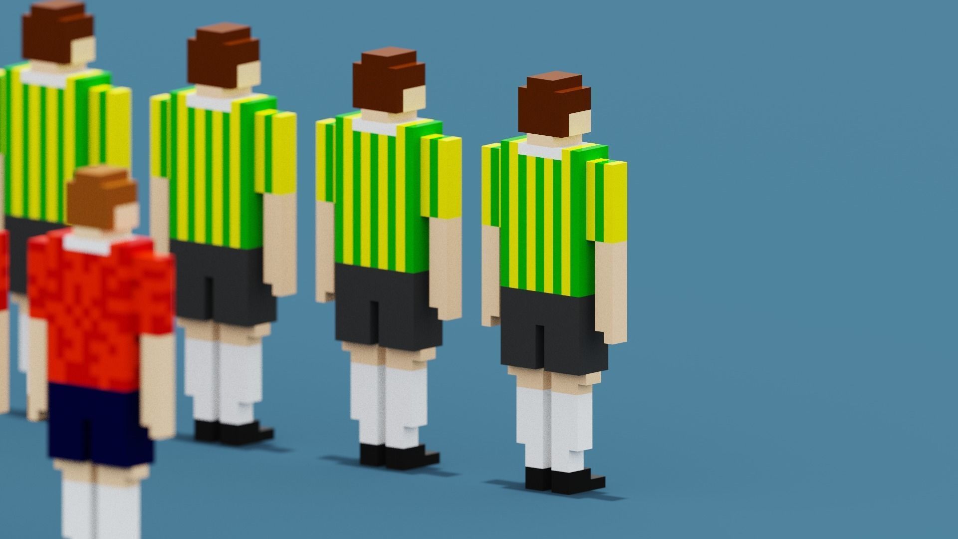 3D model Voxel Soccer Team Players VR / AR / low-poly | CGTrader