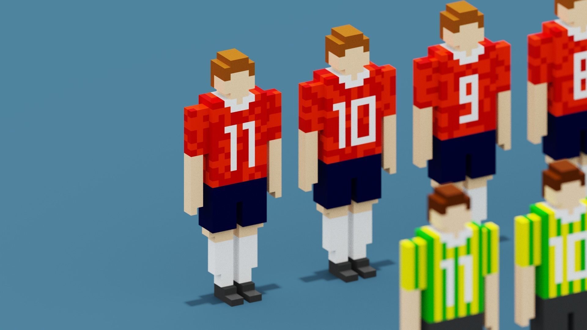 3D model Voxel Soccer Team Players VR / AR / low-poly | CGTrader