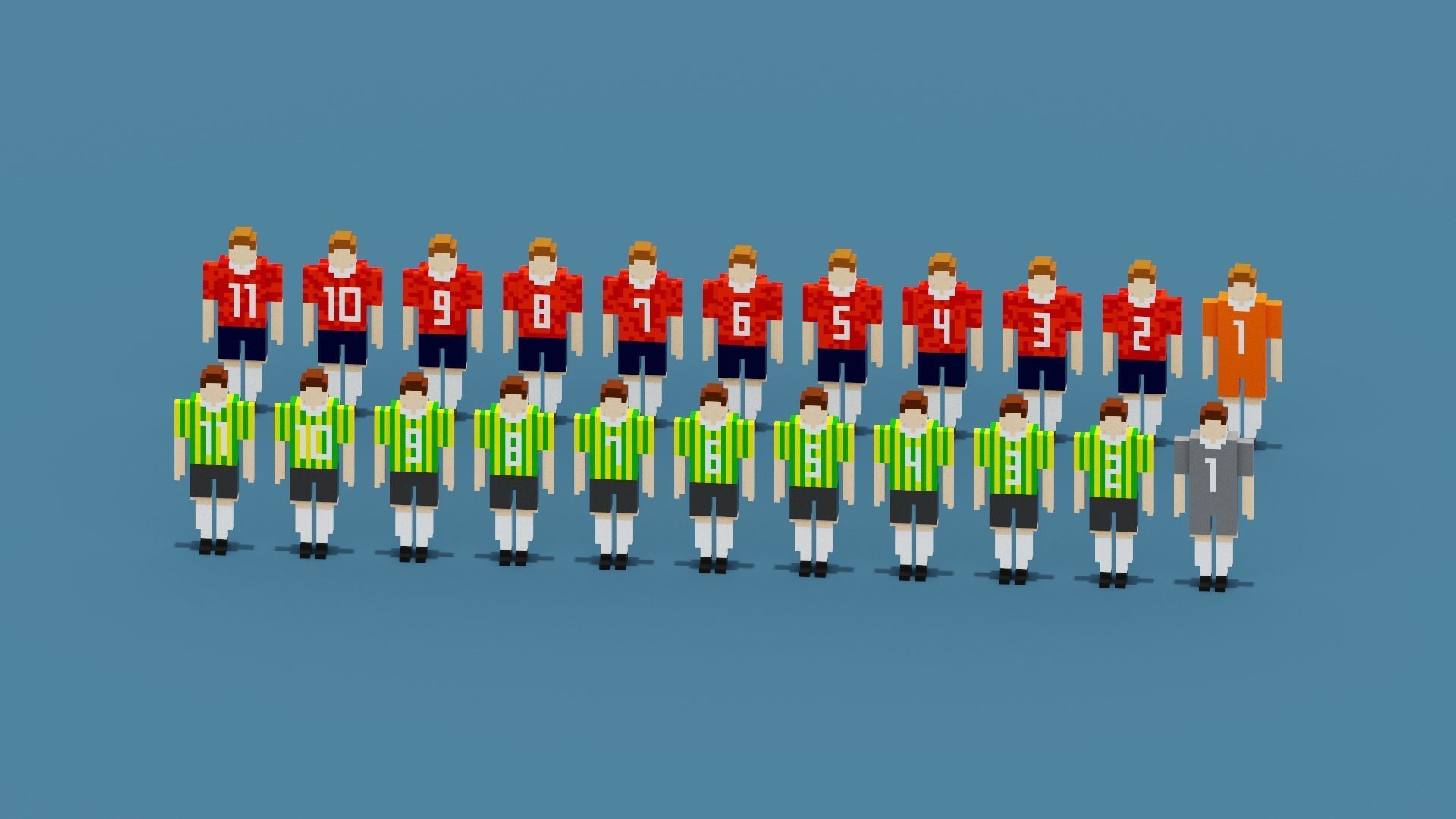 3D model Voxel Soccer Team Players VR / AR / low-poly | CGTrader