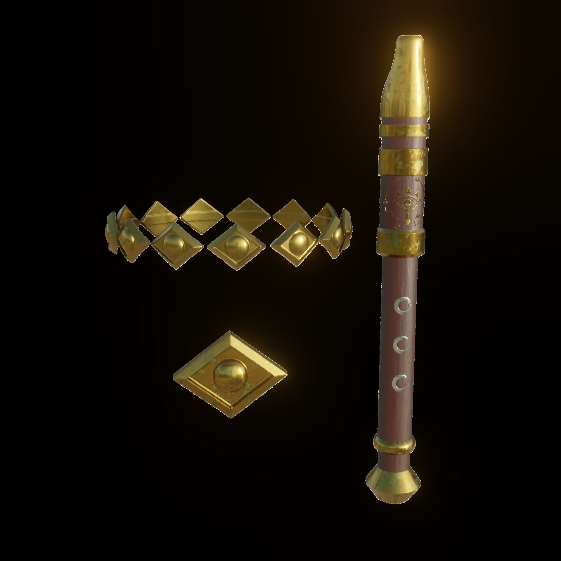 Purah Flute and small accessories 3D model 3D printable | CGTrader