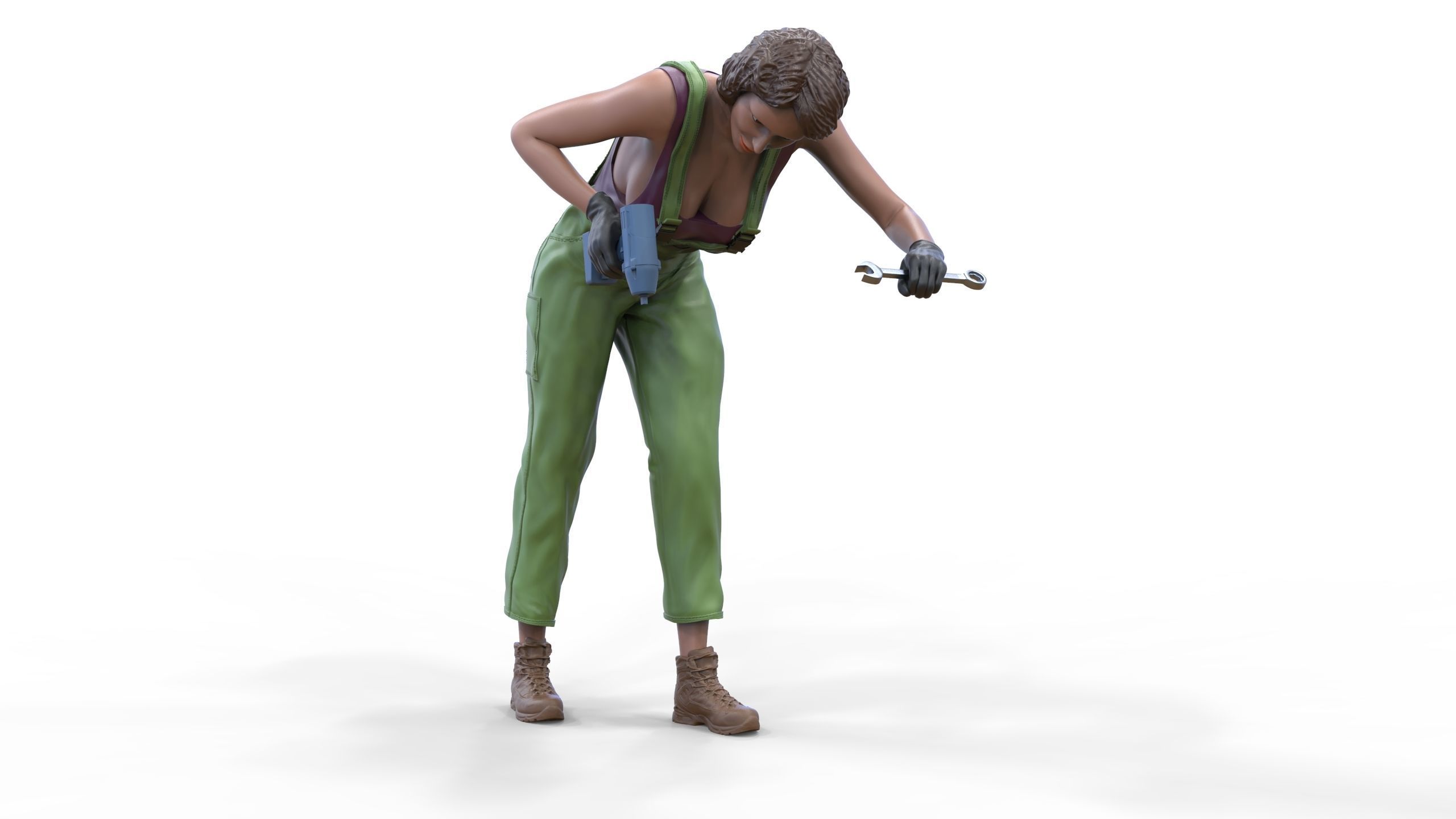 N3 woman mechanic or construction worker 3D model 3D printable | CGTrader