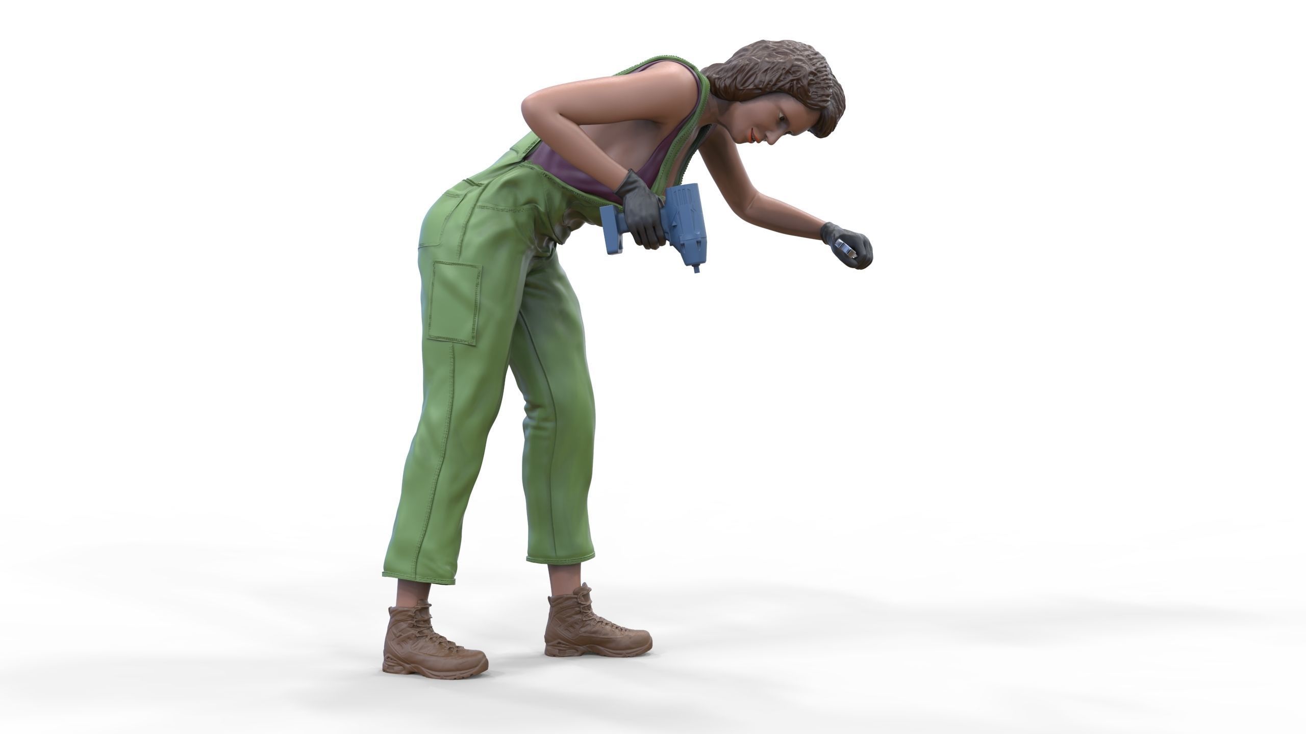 N3 woman mechanic or construction worker 3D model 3D printable | CGTrader