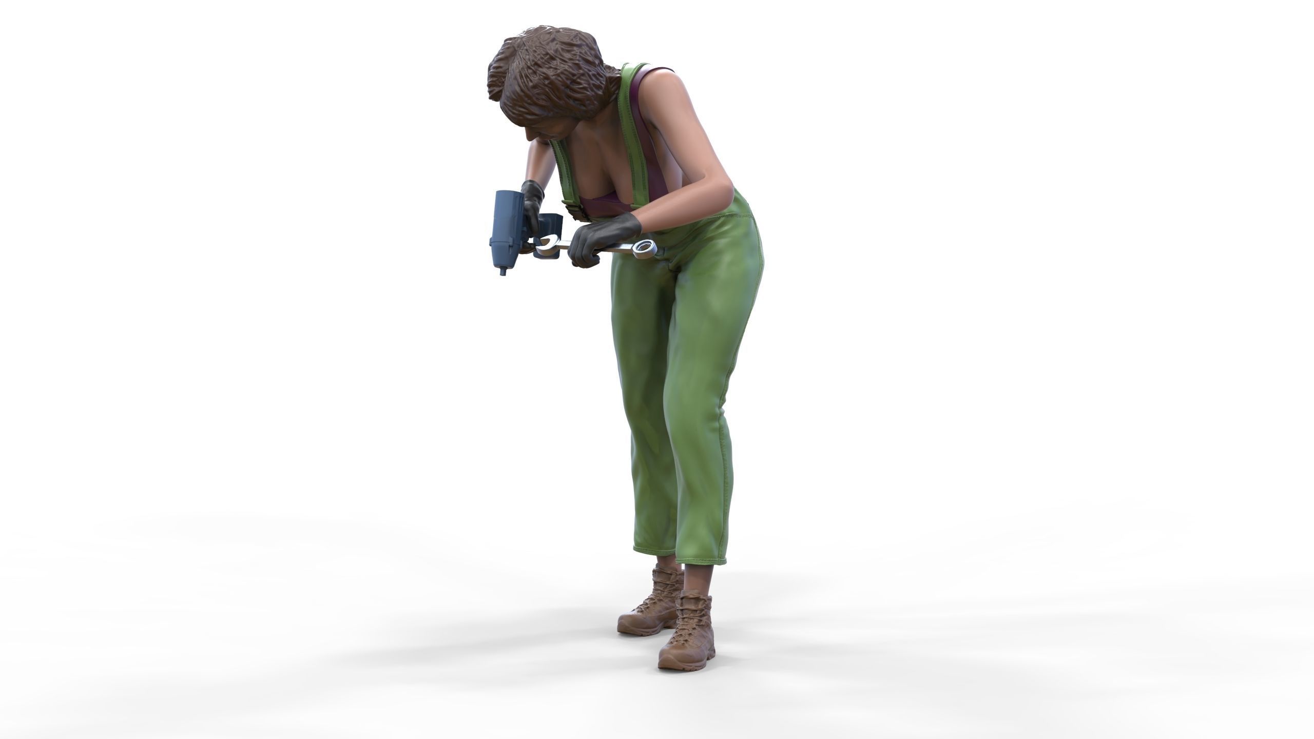 N3 woman mechanic or construction worker 3D model 3D printable | CGTrader