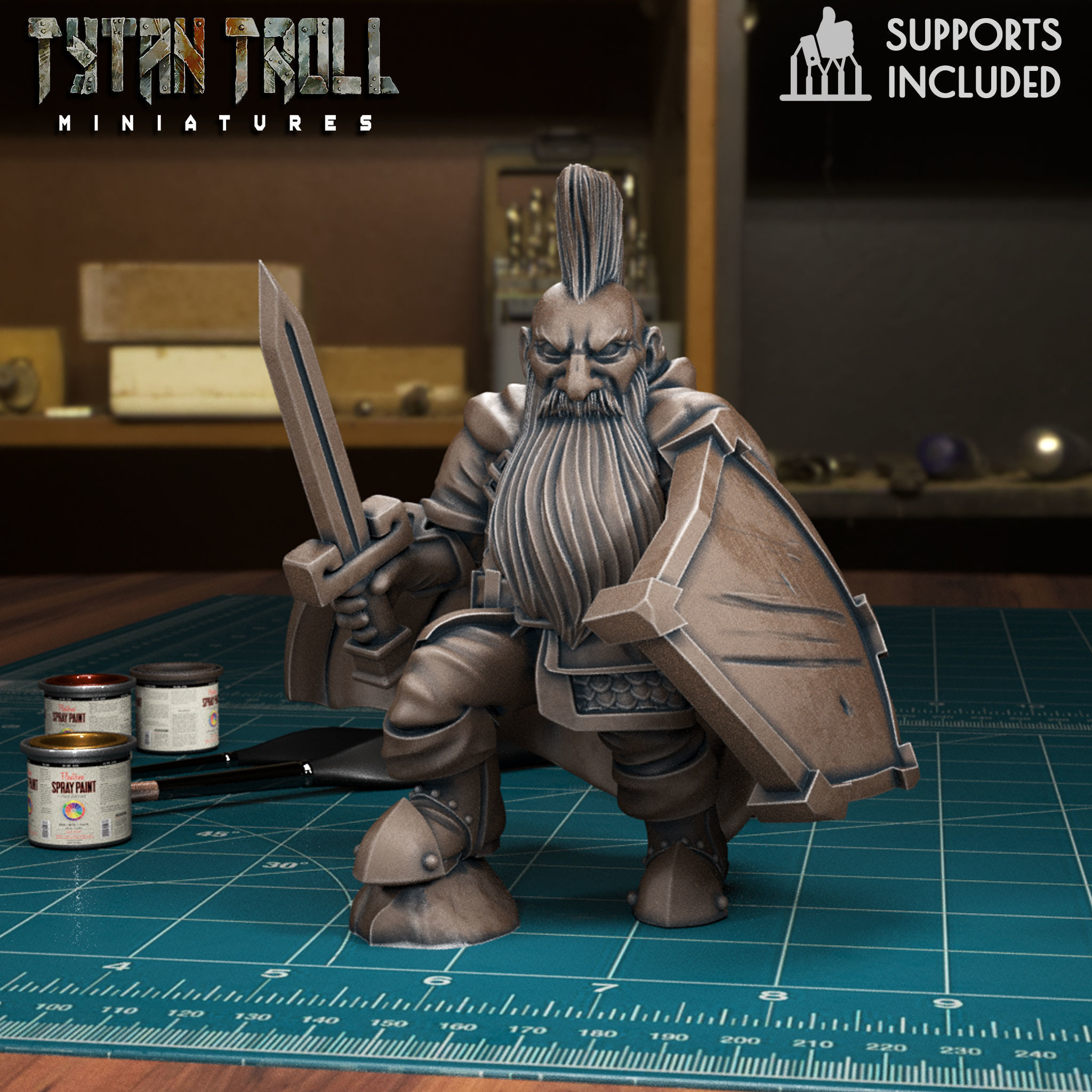 Male Dwarf 07 - Pre-Supported 3D model 3D printable | CGTrader